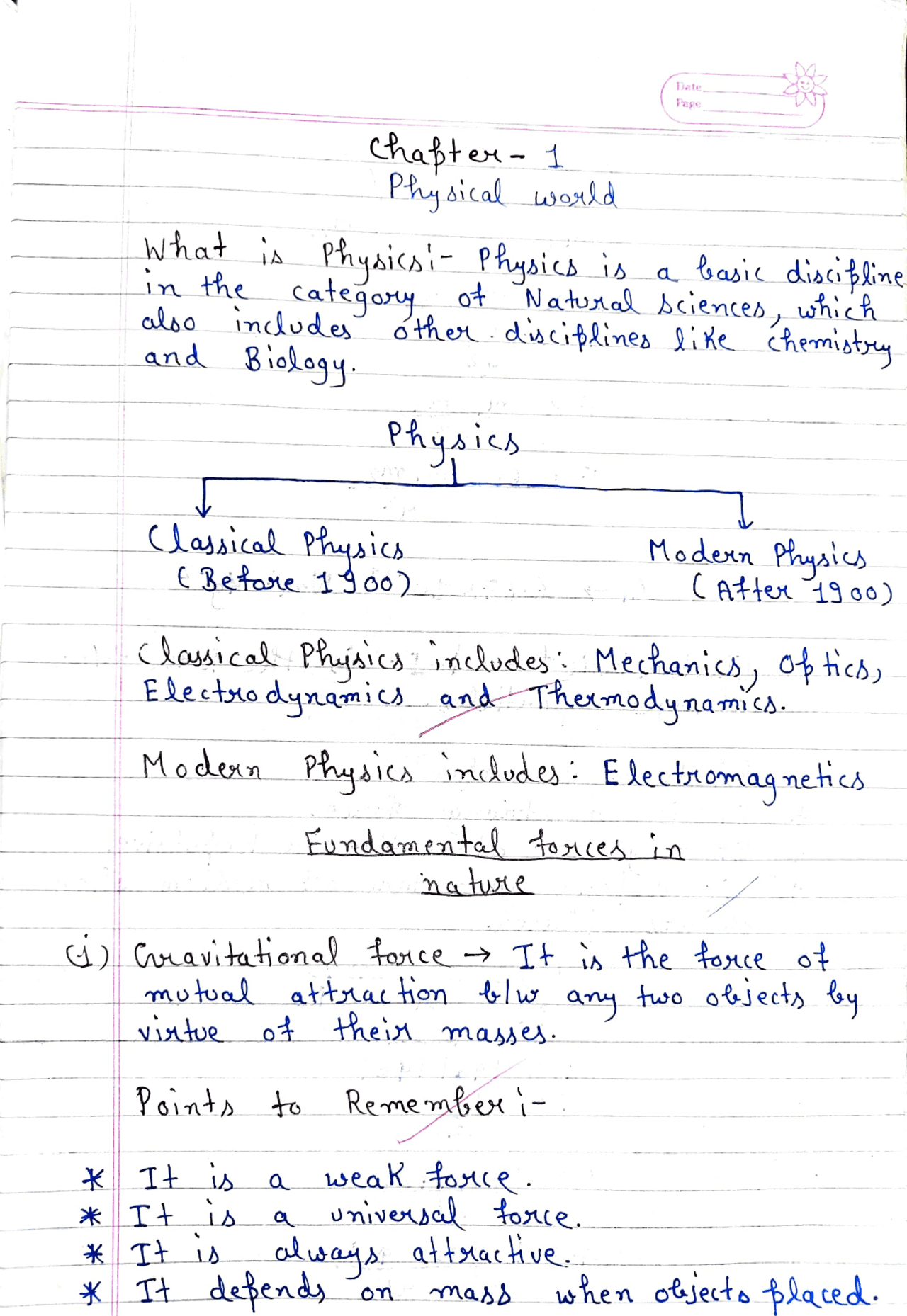 Physical world - Chapter 1(Class 11th) | Cheat Sheet Physics | Docsity