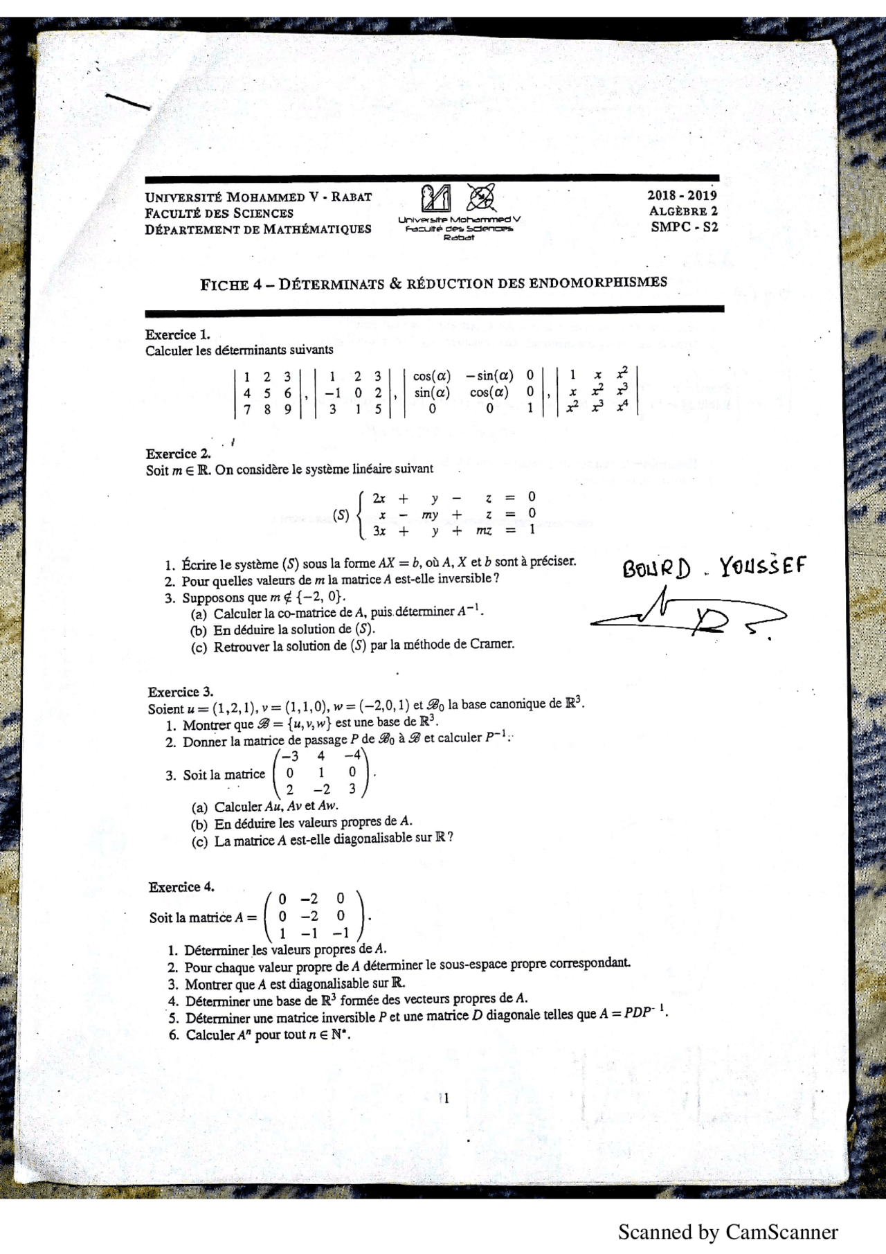 algebre_serie4_correction. | Exercises Algebra | Docsity