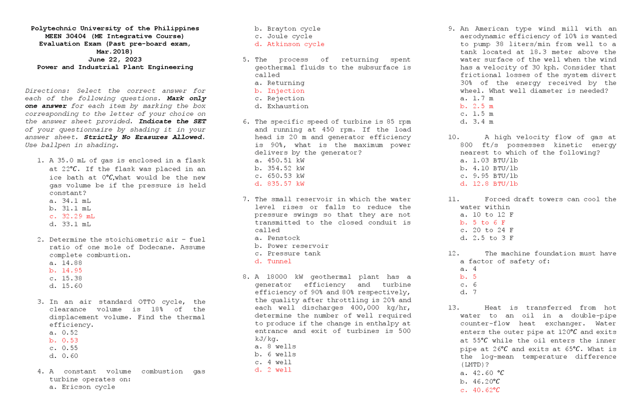 Engineering Reviewer | Essays (high school) Mathematics | Docsity