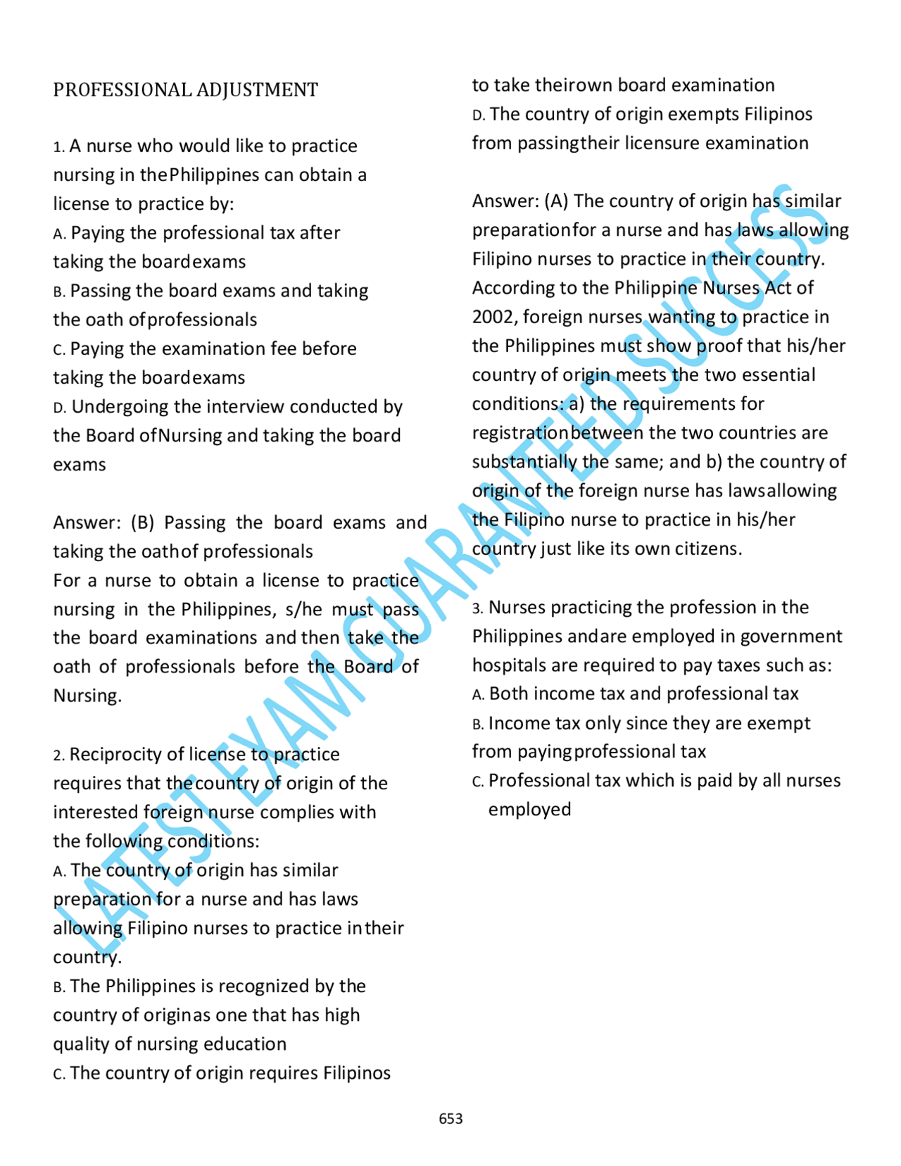 Professional adjustment for nurses study exam graded A+ | Exams Nursing ...