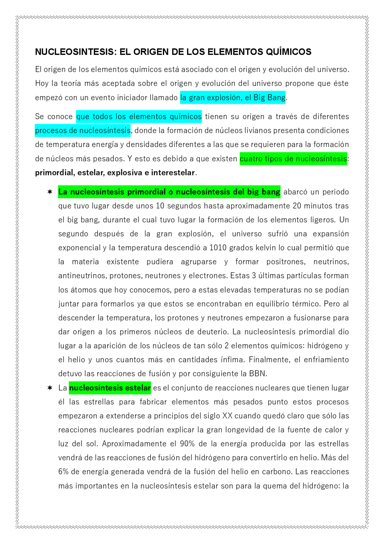 Resumen De Origen De Los Elementos Químicos Apuntes De Química