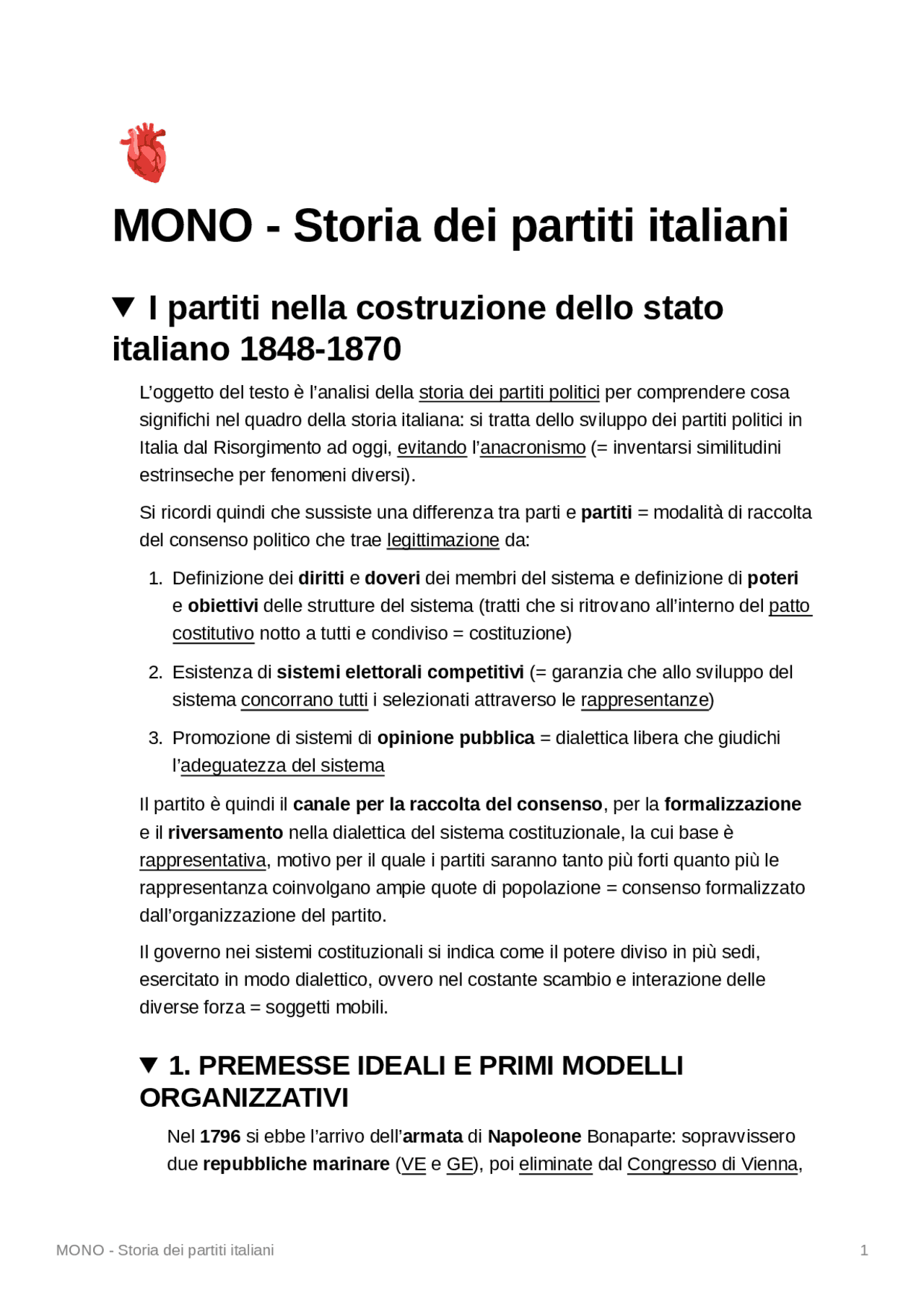 Riassunto monografia "Storia dei partiti italiani: dal 1848 a oggi ...