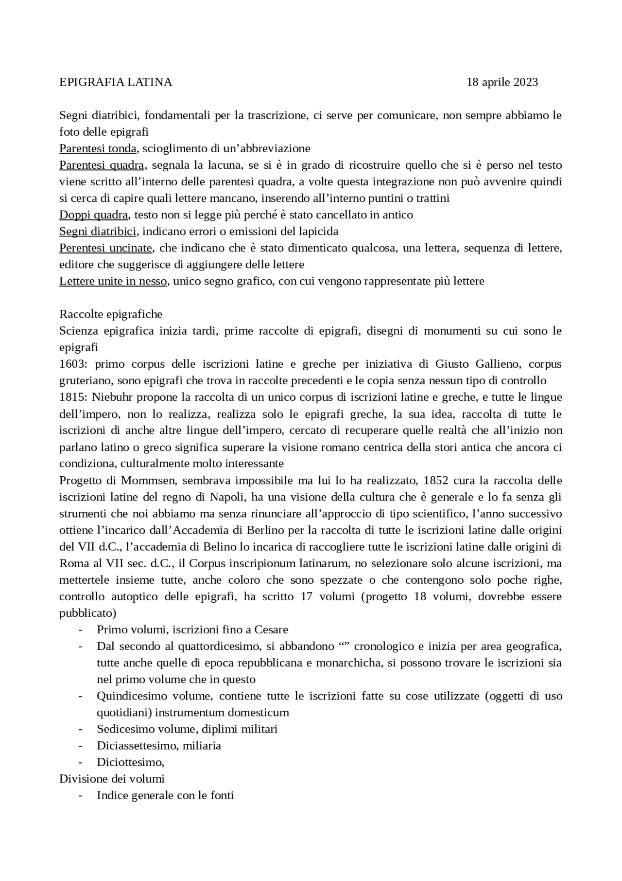 Epigrafia latina appunti | Sbobinature di Epigrafia | Docsity