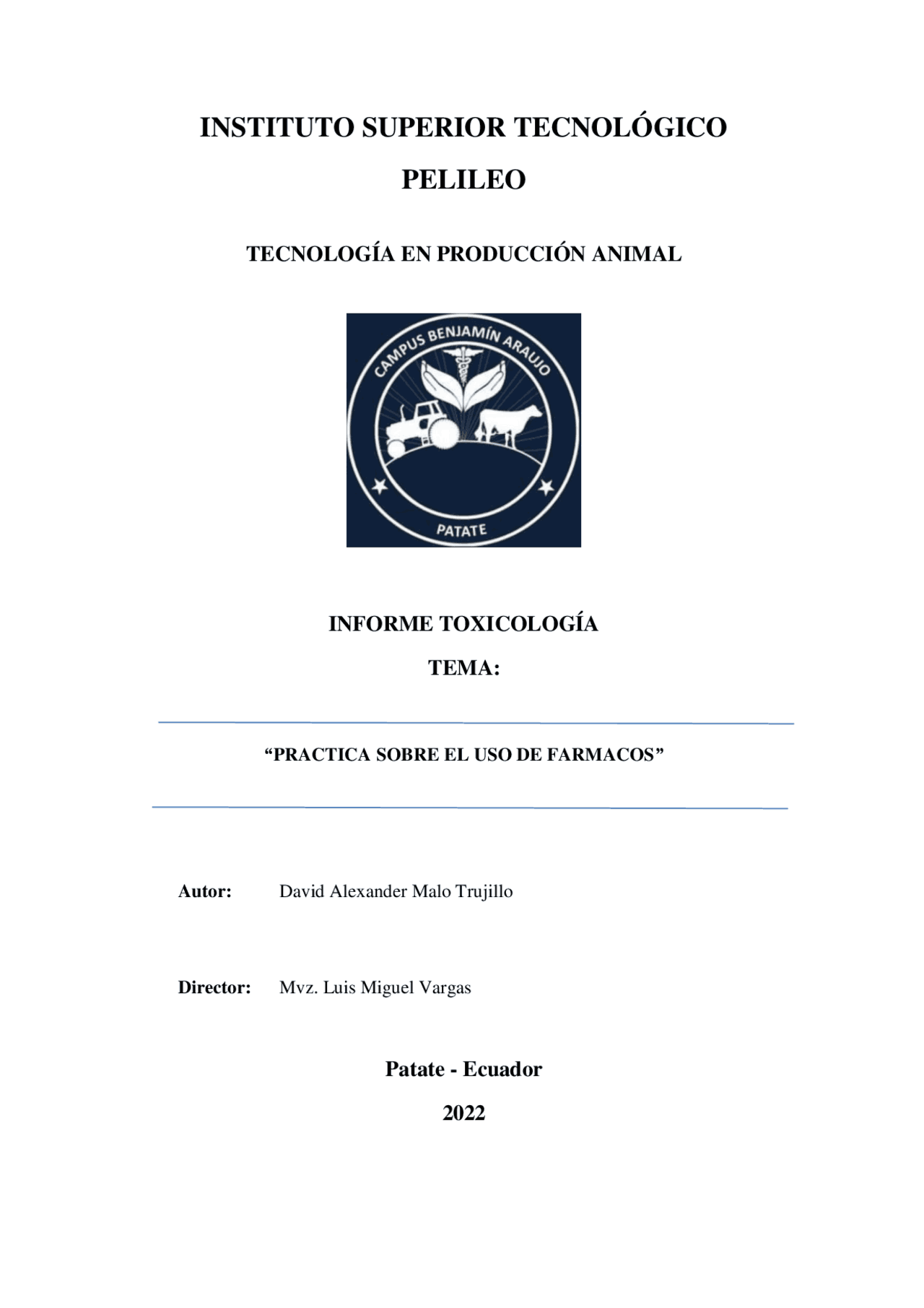 Informe Practico De Toxicología Resúmenes De Biología Docsity