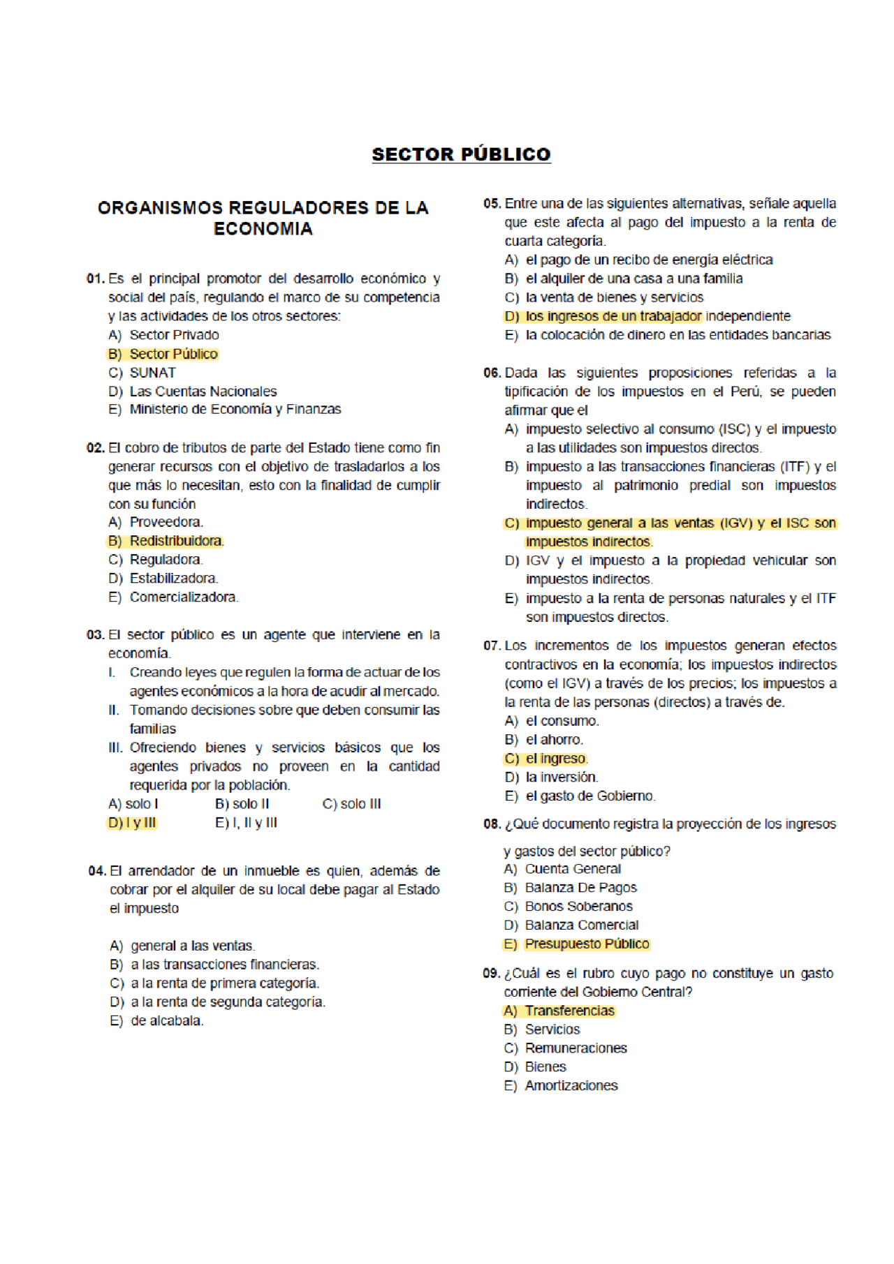 PREGUNTAS HACERCA DEL SECTOR PÚBLICO EN EL PERÚ | Ejercicios de ...