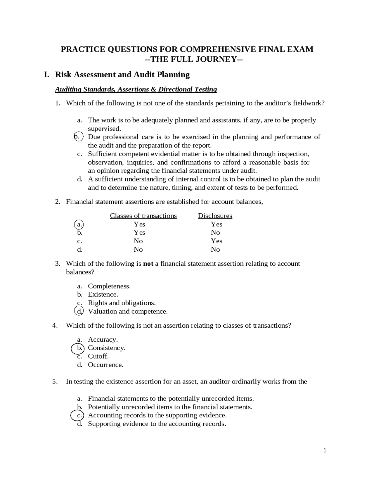 PRACTICE QUESTIONS FOR COMPREHENSIVE FINAL EXAM--THE FULL JOURNEY ...