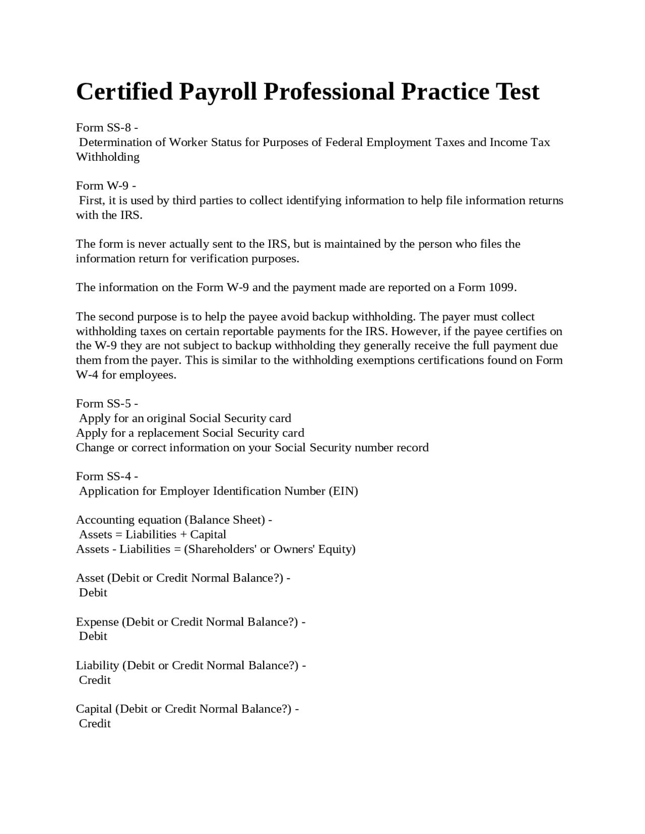 Certified Payroll Professional Practice Test | Exams Business ...