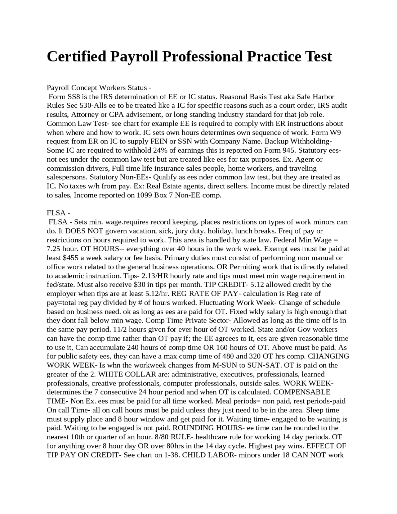 Certified Payroll Professional Practice Test | Exams Business ...