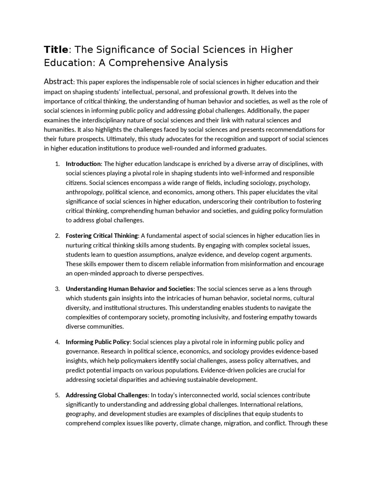The significance of Social Sciences in Higher Education | Study notes ...