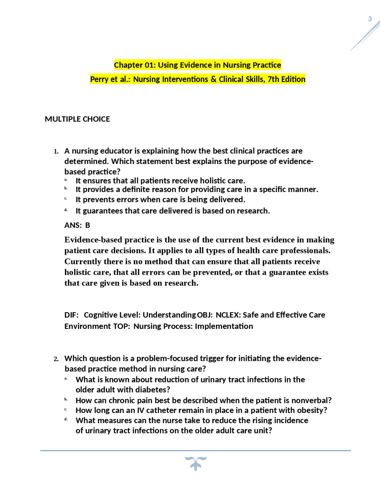 Chapter 01: Using Evidence in Nursing Practice Perry et al.: Nursing ...