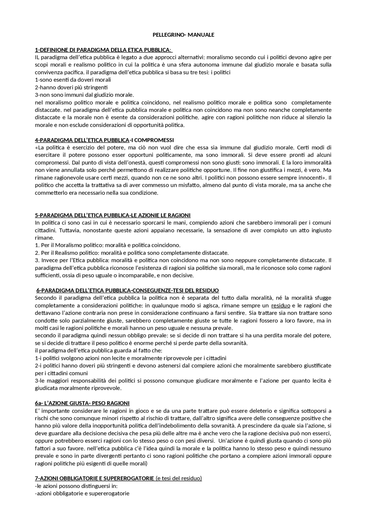 Riassunti programma completo esame etica pubblica | Appunti di Etica | Docsity