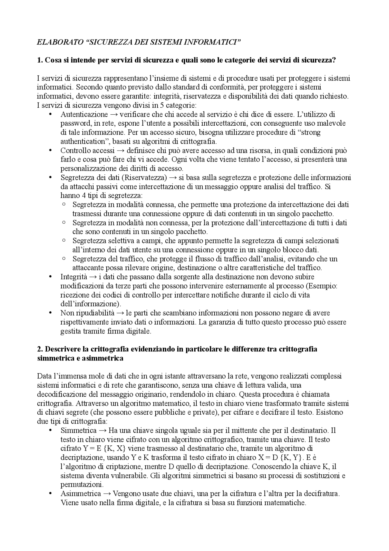 Elaborato di Sicurezza dei sistemi informatici | Prove d'esame di ...