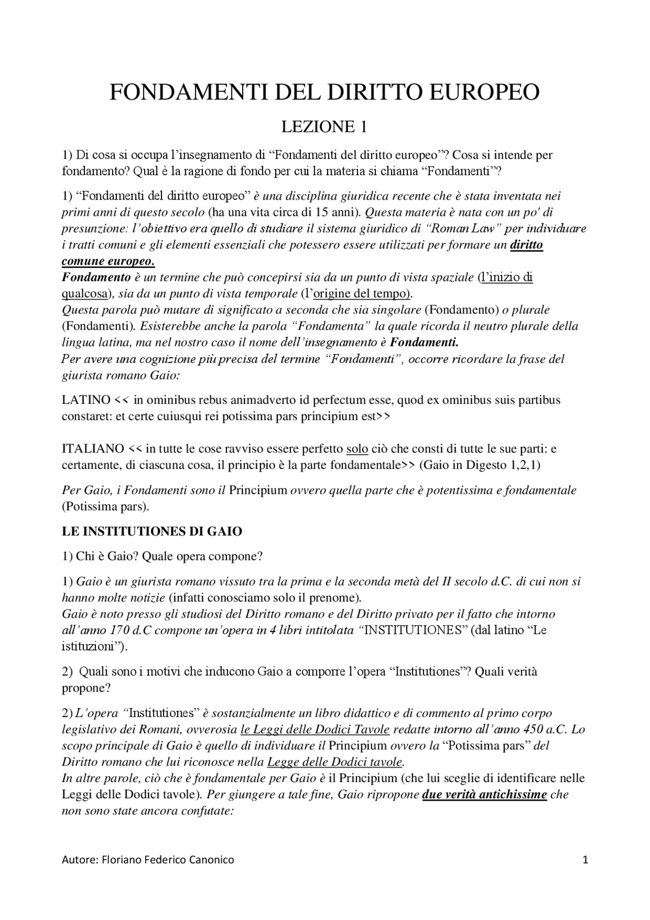 Nel documento sono presenti domande e risposte di Fondamenti | Appunti di Storia Del Diritto ...