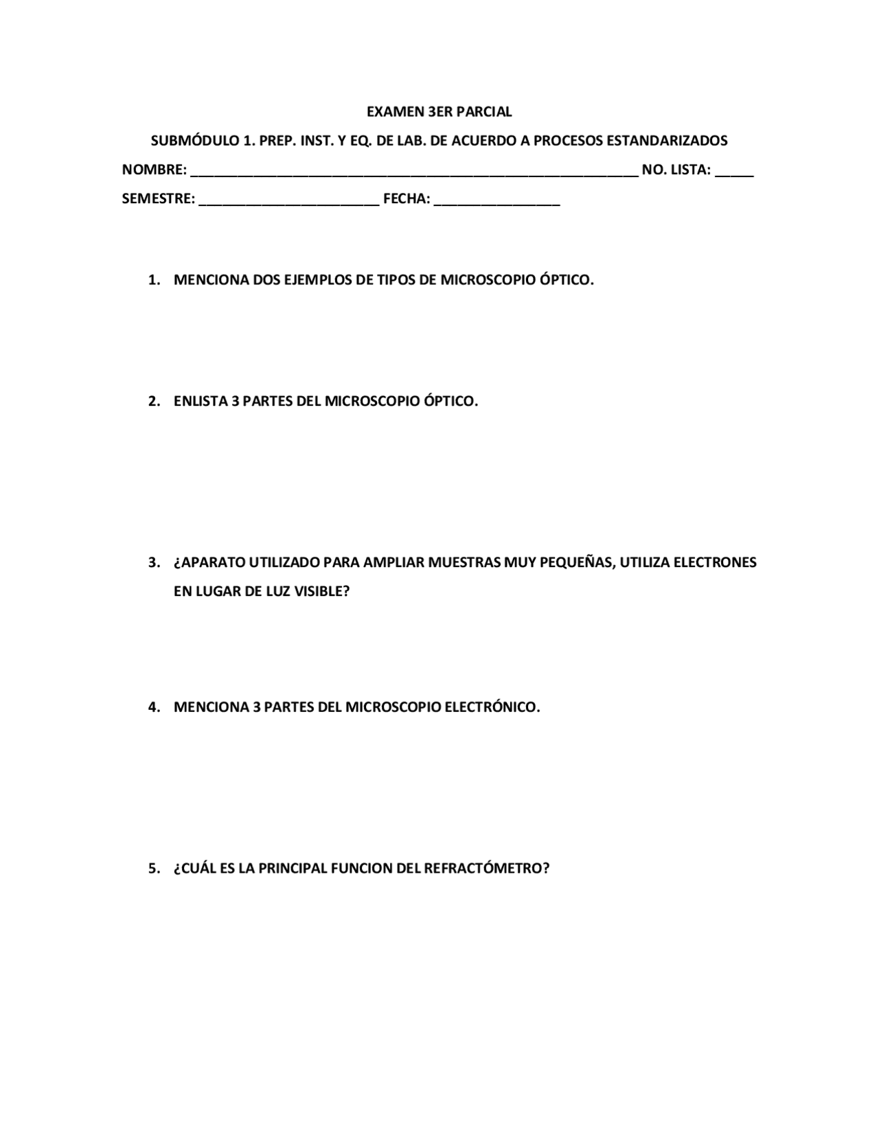 Examen De Instrumentos De Laboratorio Exámenes Selectividad De