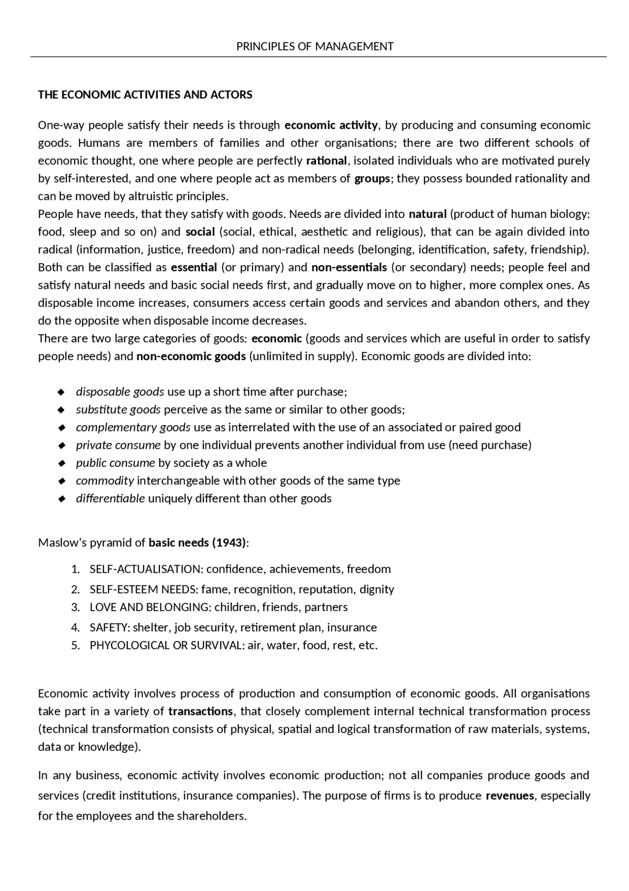 Principles Of Management Appunti Di Management Theory Docsity