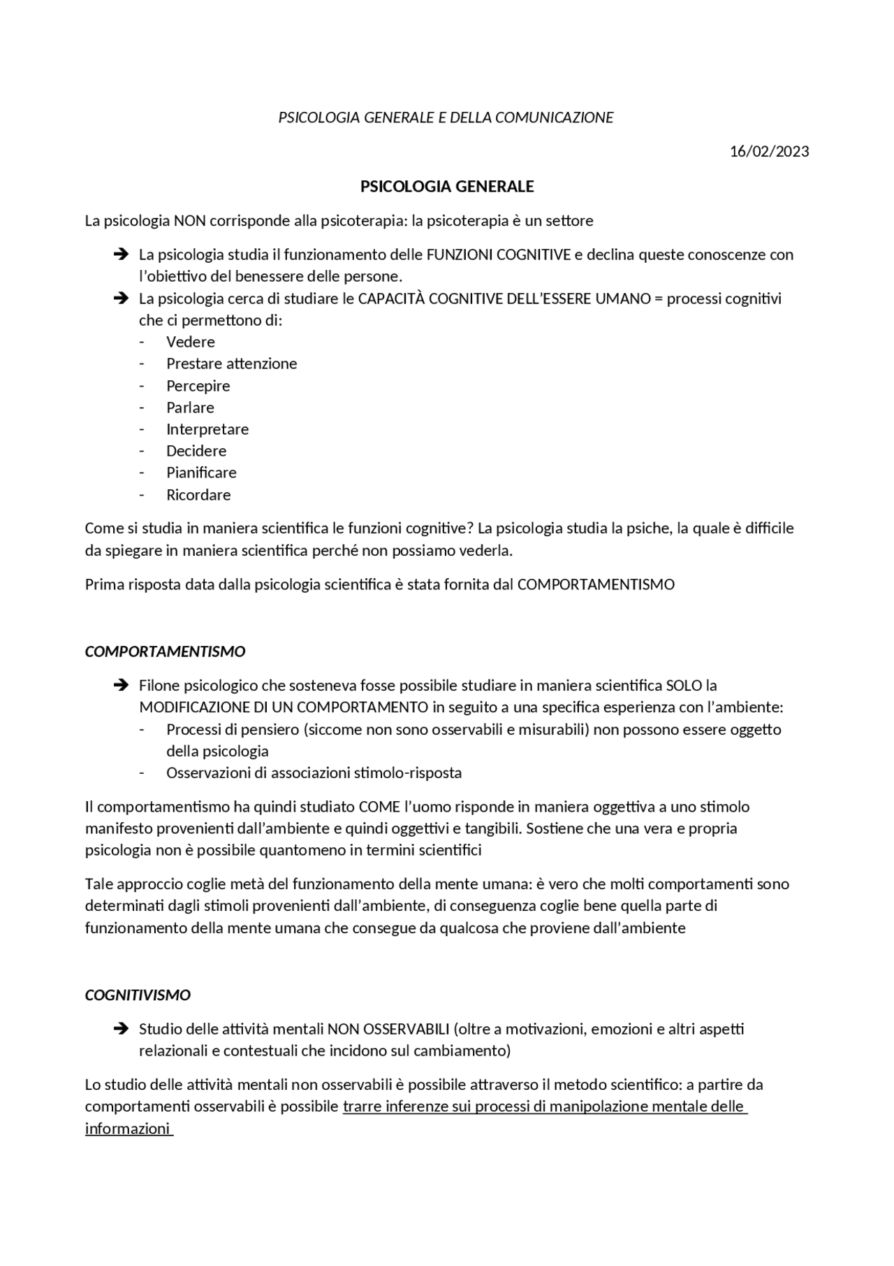 Psicologia Generale Appunti Appunti Di Psicologia Generale Docsity