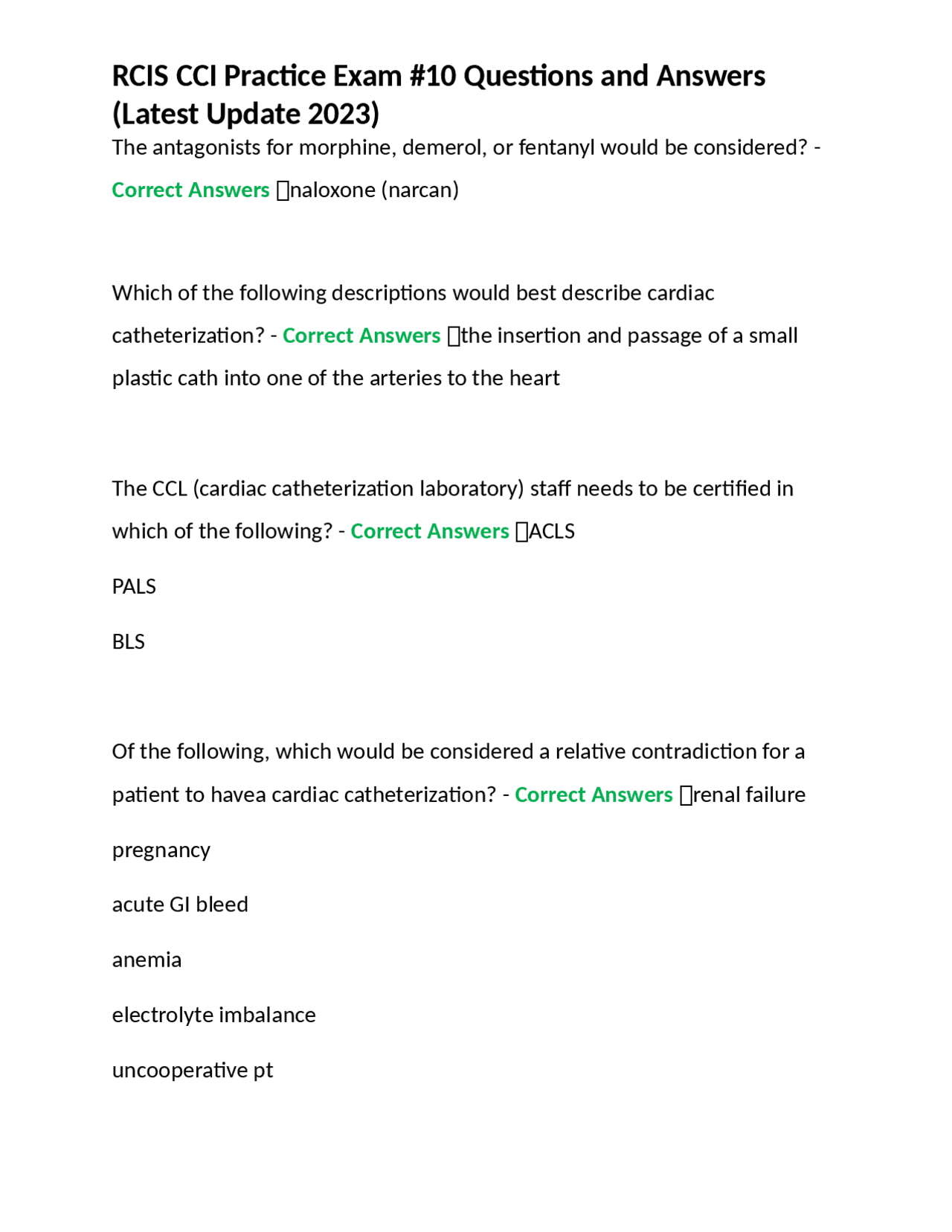 RCIS CCI Practice Exam #10 Questions and Answers (Latest Update 2023 ...