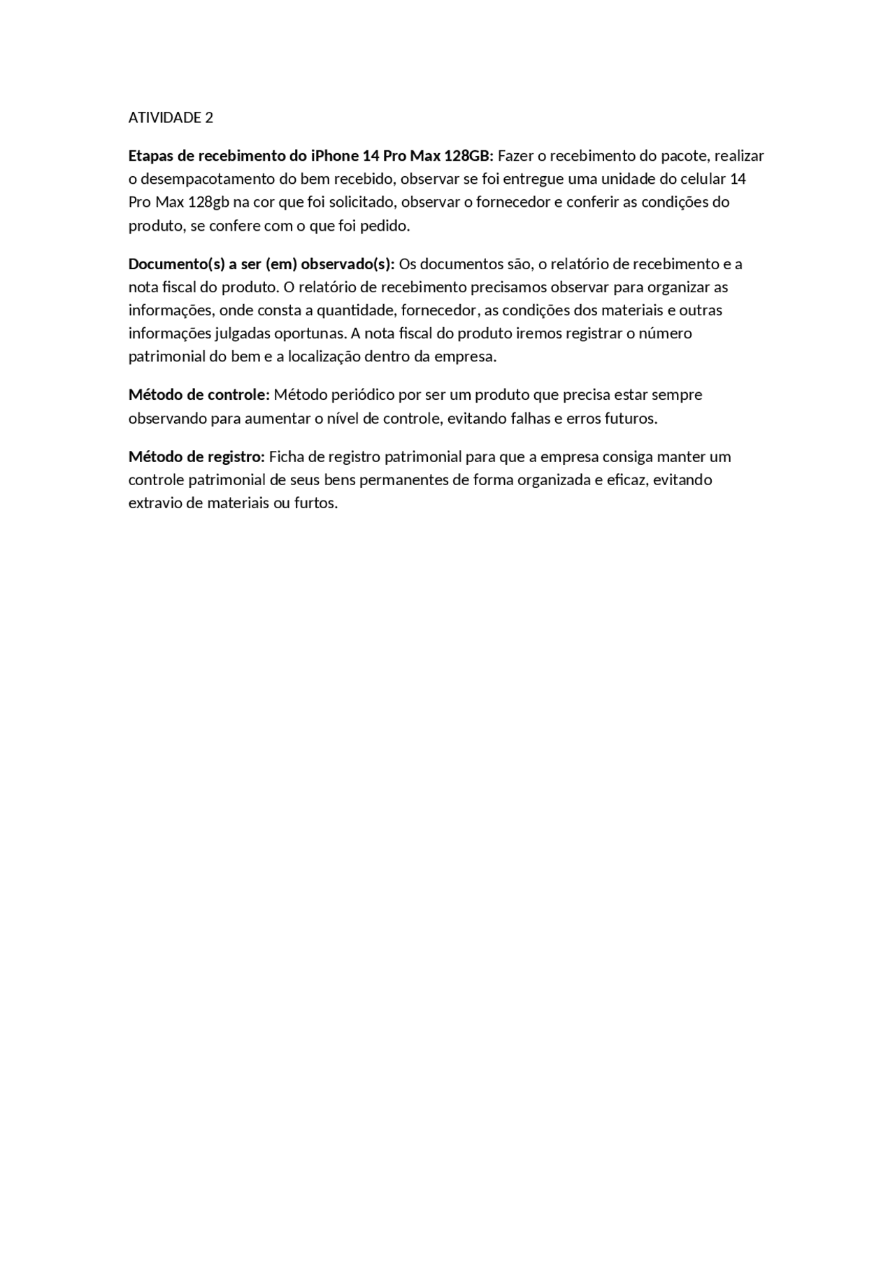 Atividade 2 Senac Ead Exercícios Matérias Técnicas Docsity