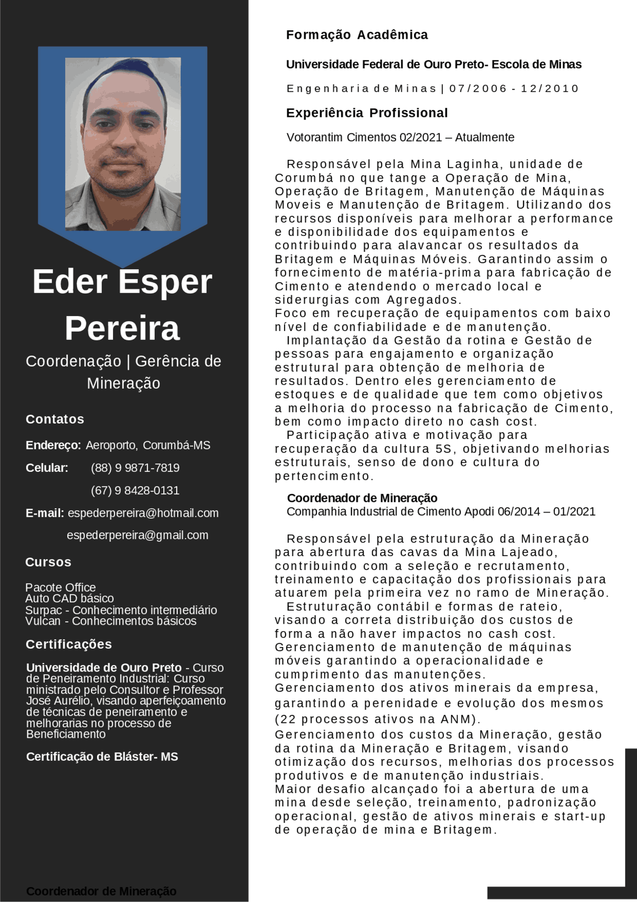 Currículo atualizado sobre minha carreira | Esquemas Currículo | Docsity