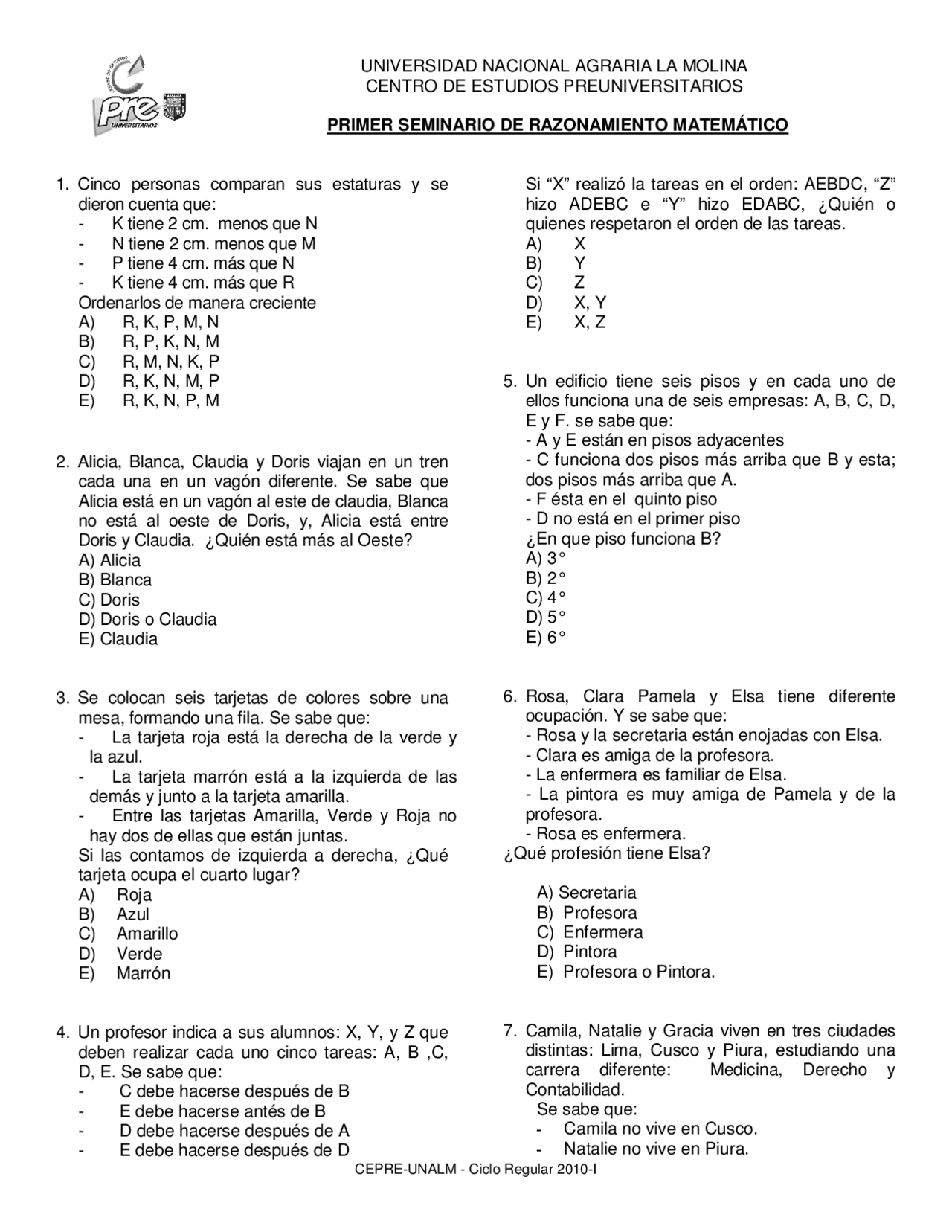 Razonamiento Matemático Ejercicios De Matemáticas Docsity