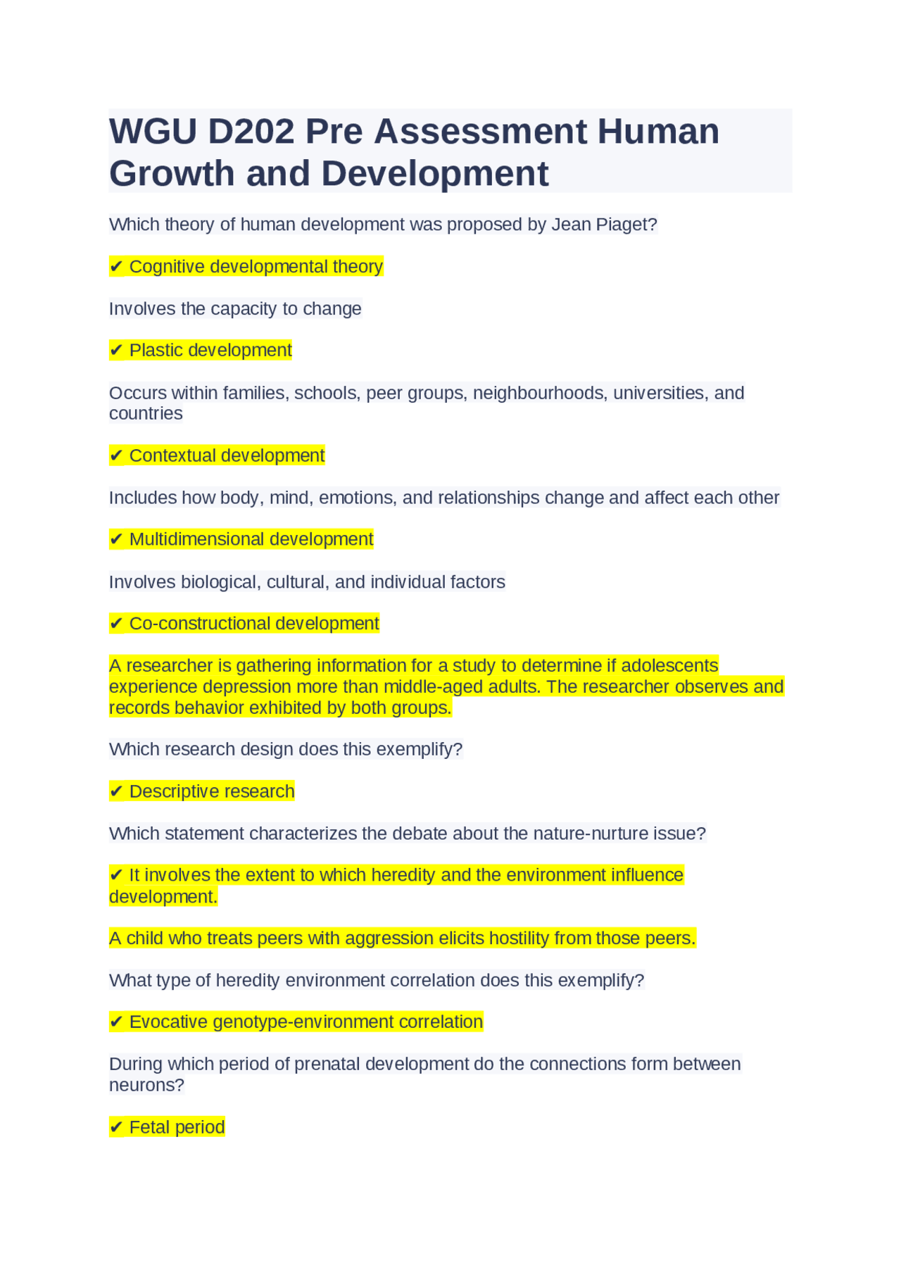 WGU D202 Pre Assessment Human Growth and Development | Exams Nursing ... WGU D202 Pre Assessment Human Growth and Development | Exams Nursing ...