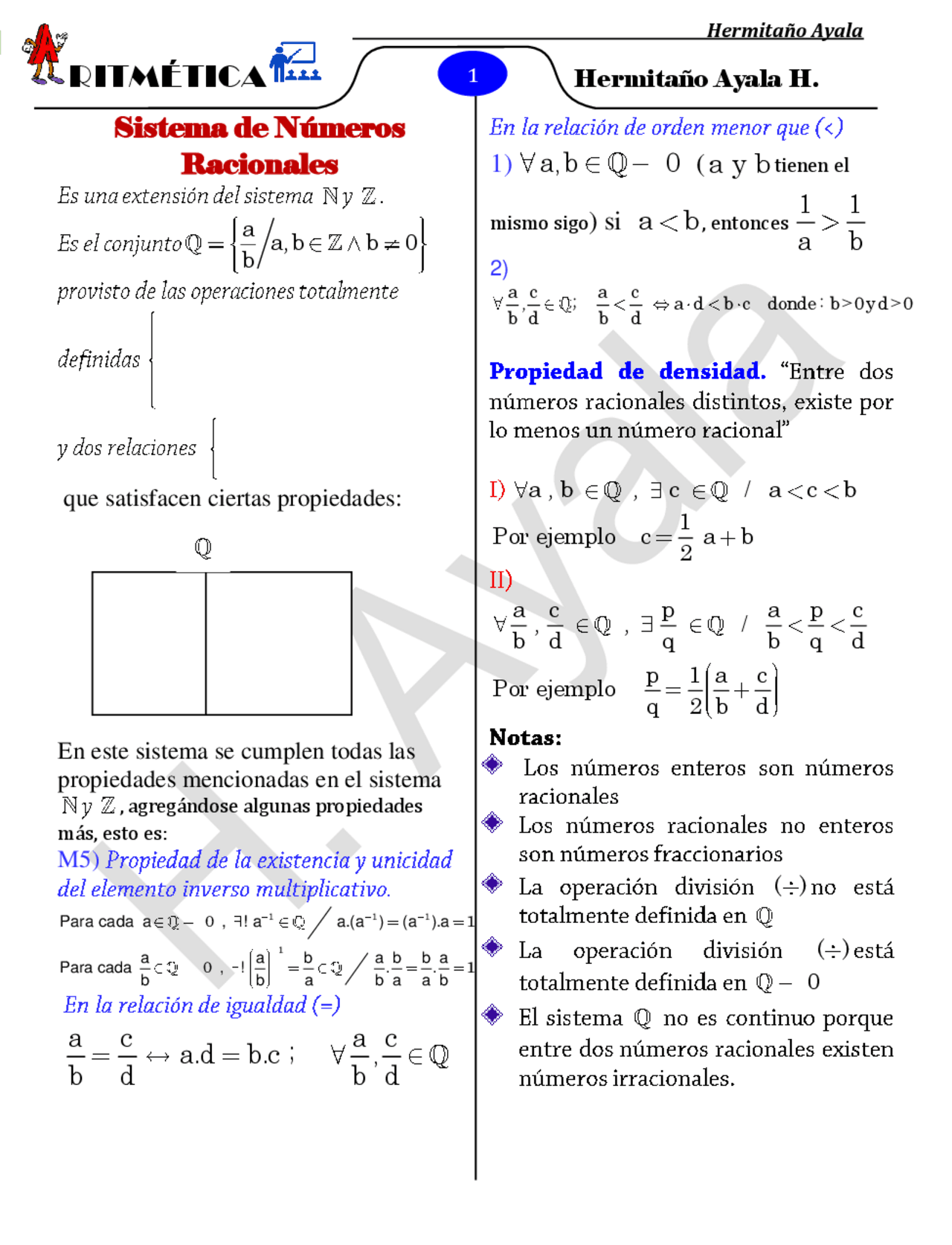 Sistema de Números Racionales | Ejercicios de Derecho | Docsity