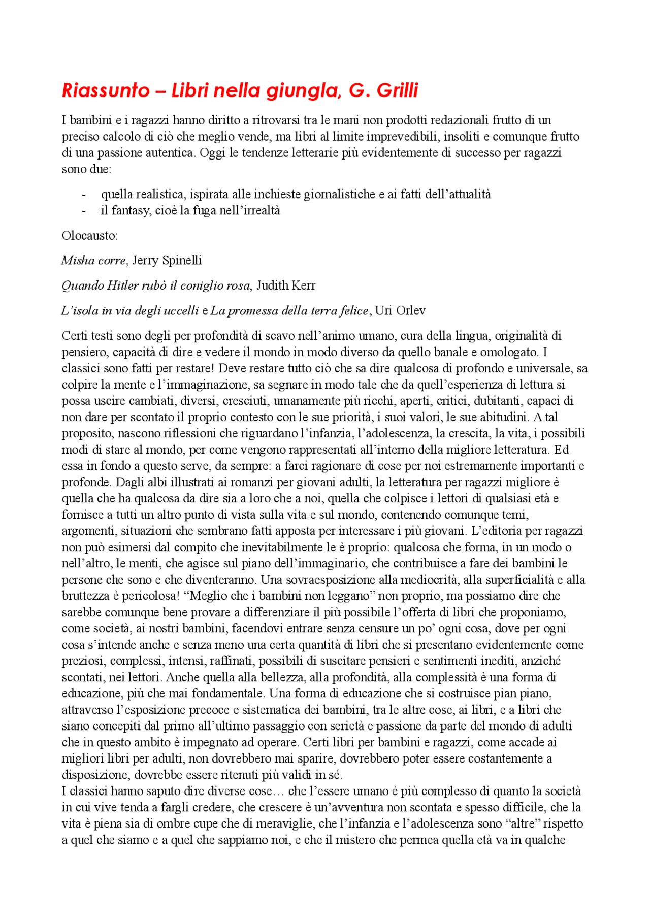 Riassunto - "Libri nella giungla", G. Grilli | Sintesi del corso di ...
