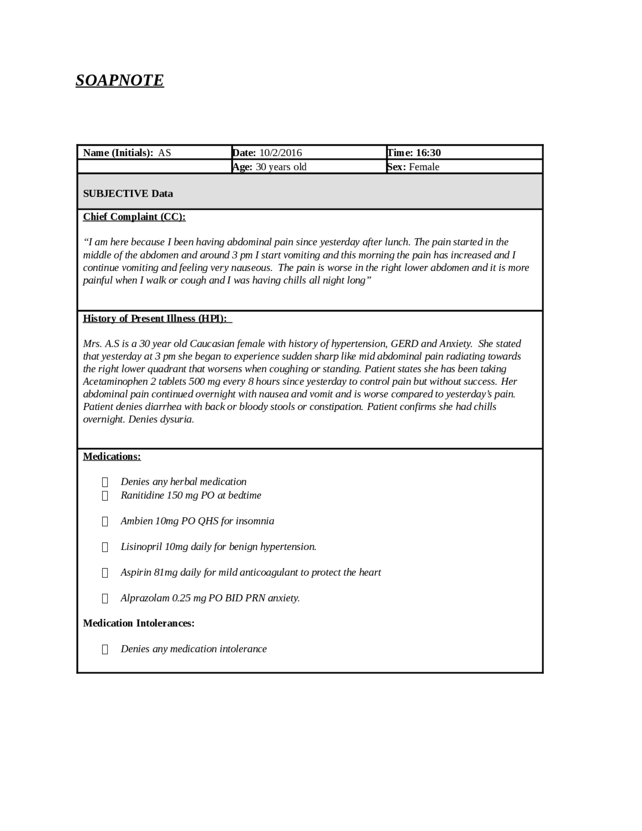 SOAP NOTE AND PRESCRIPTIONS OF DISEASES | Study notes Nursing | Docsity