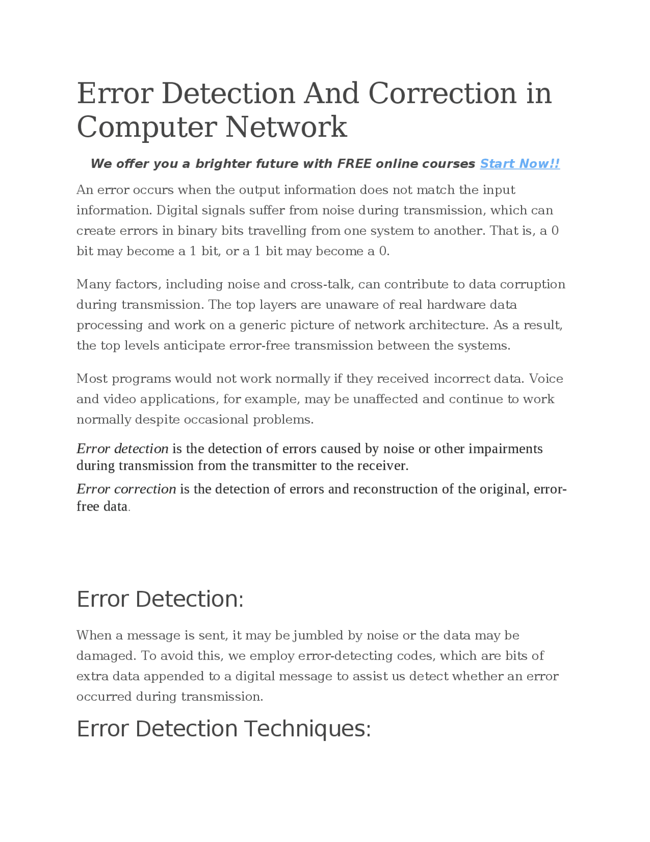 Correction Error And Lecture Notes Computer Science Docsity