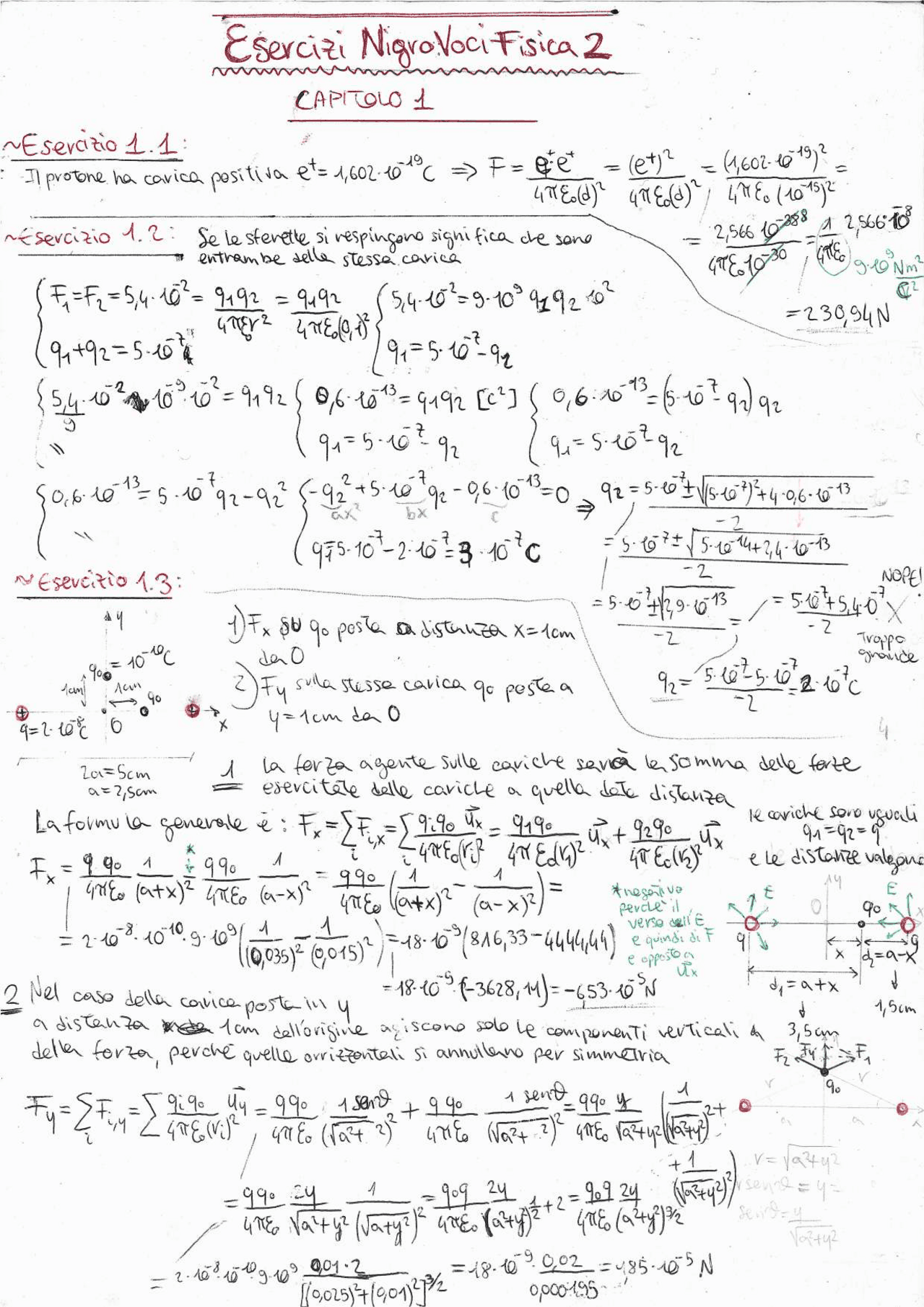 Esercizi Svolti Elementi Di Fisica 2 Cap 1 Forza E Campo
