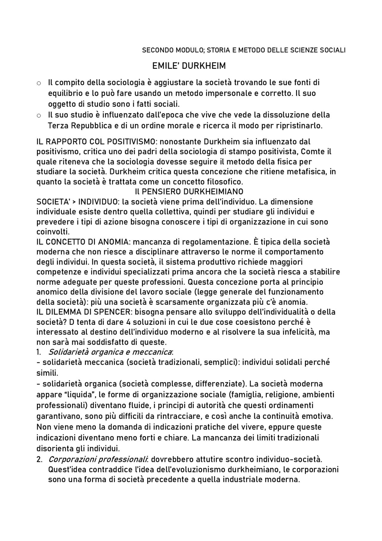 Secondo modulo di Storia e metodo delle scienze sociali | Appunti di Metodologia Delle Scienze ...