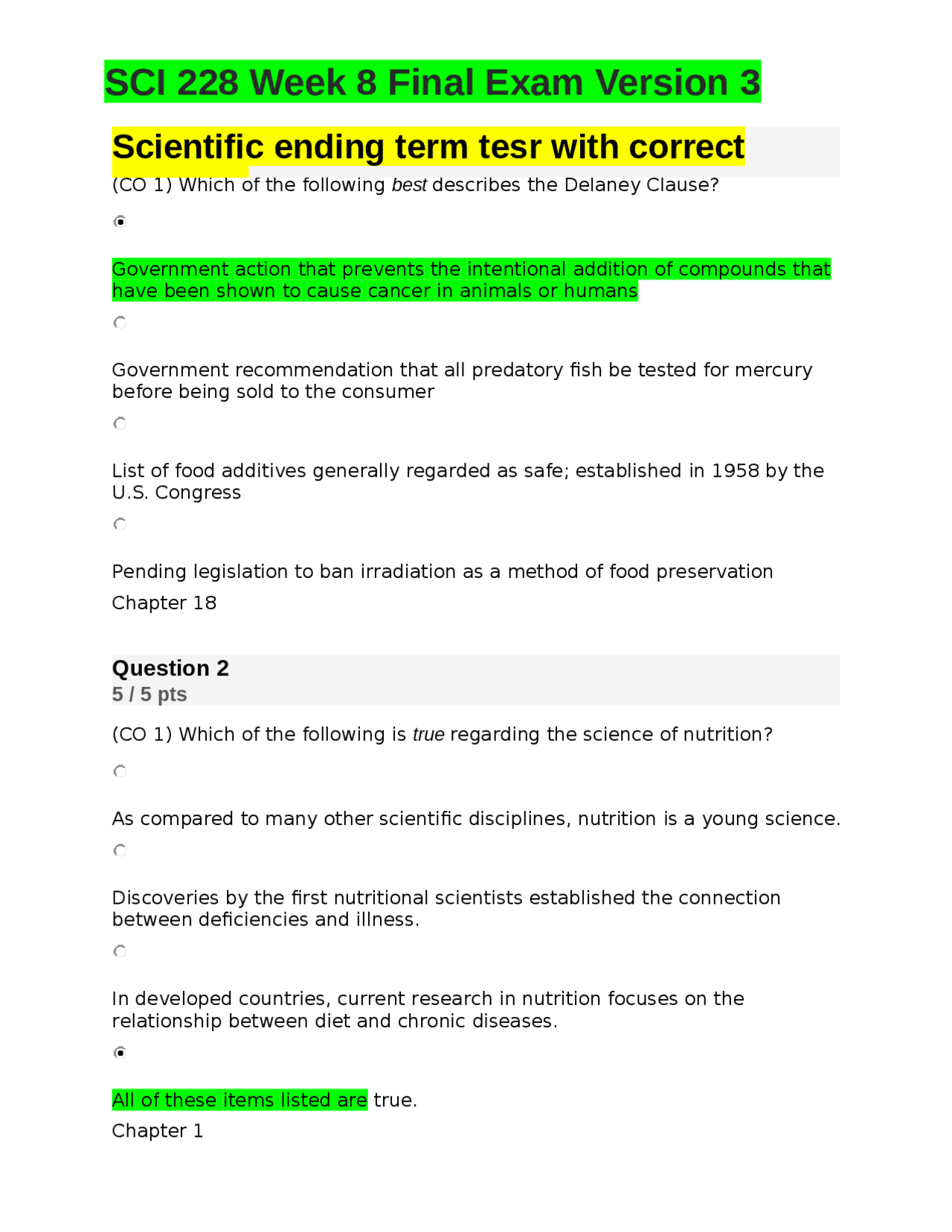 Scientific ending term tesr with correct answers | Exams Political ...