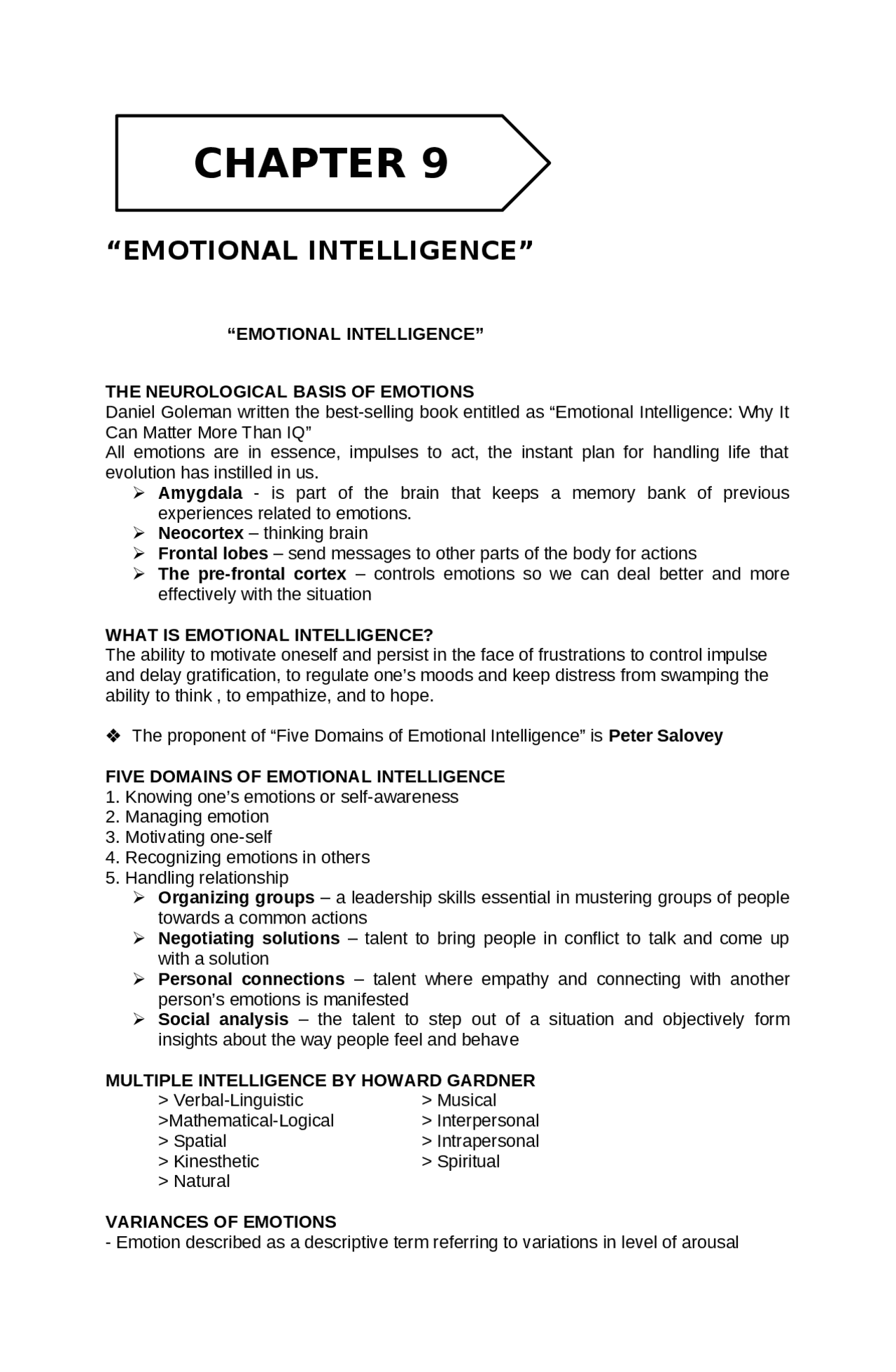 Emotional Intelligence: A Neurological Perspective | Lecture notes ...