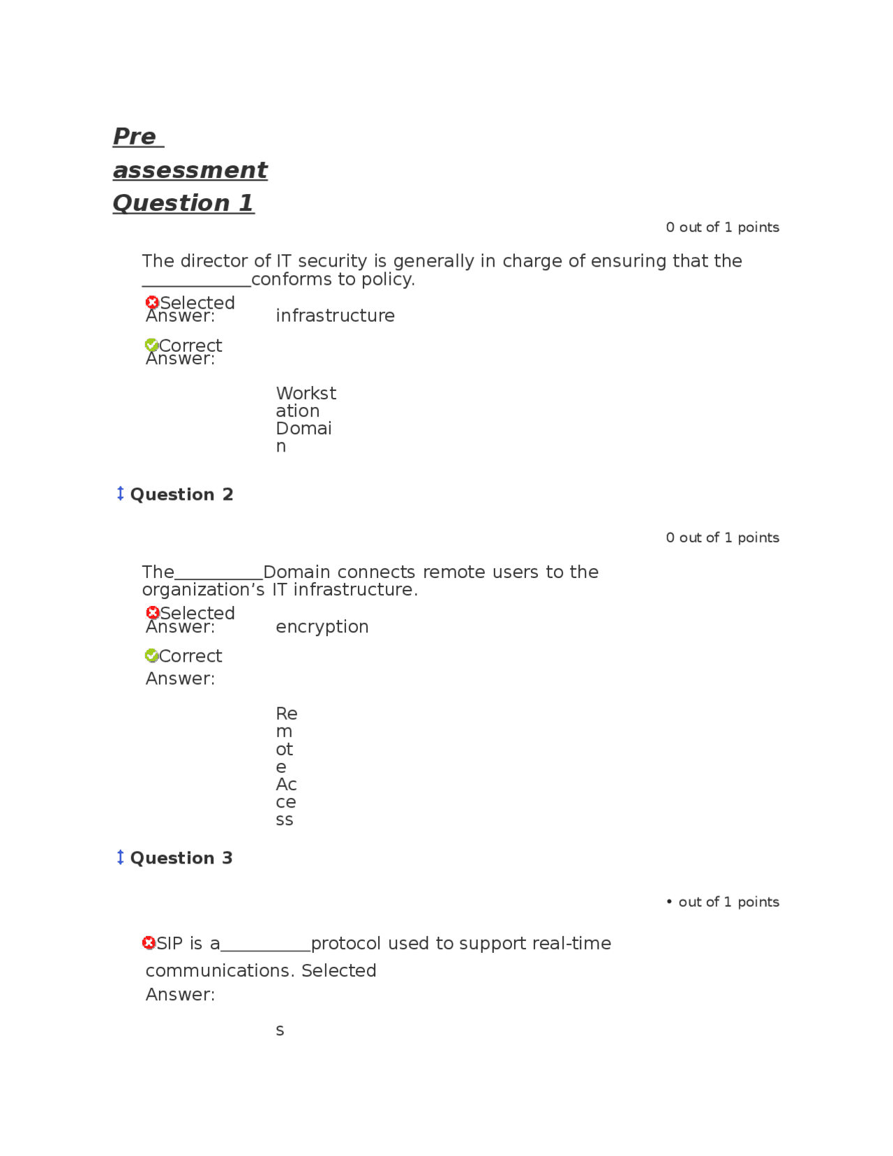 Pre assessment Question 1 | Exams Computer Science | Docsity