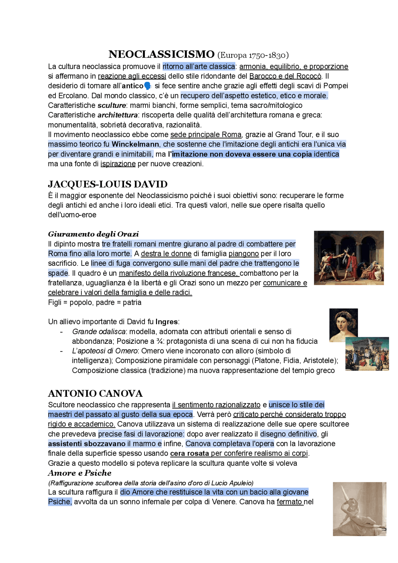 Neoclassicismo: Jacques Louis David, Antonio Canova, Francesco Goya ...