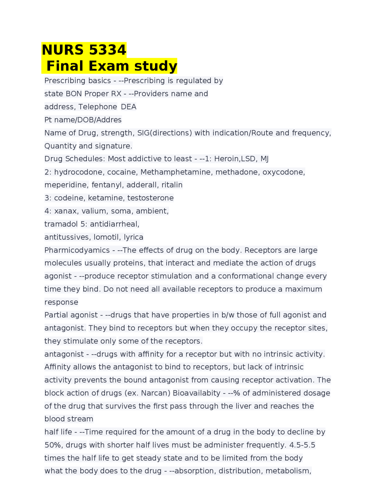 NURS 5334 Final Exam study | Study Guides, Projects, Research Nursing | Docsity