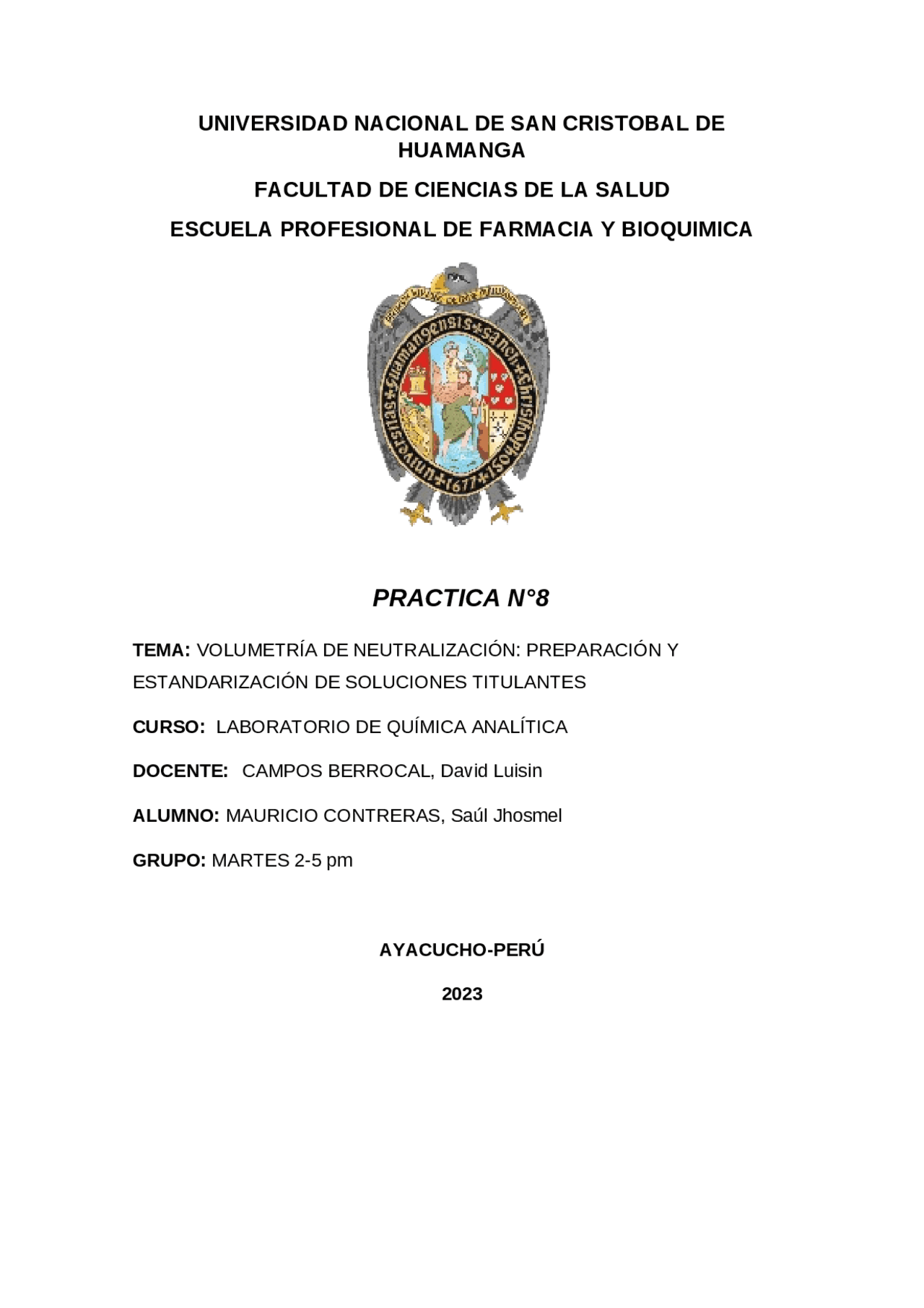 VolumetrÍa De NeutralizaciÓn PreparaciÓn Y EstandarizaciÓn De