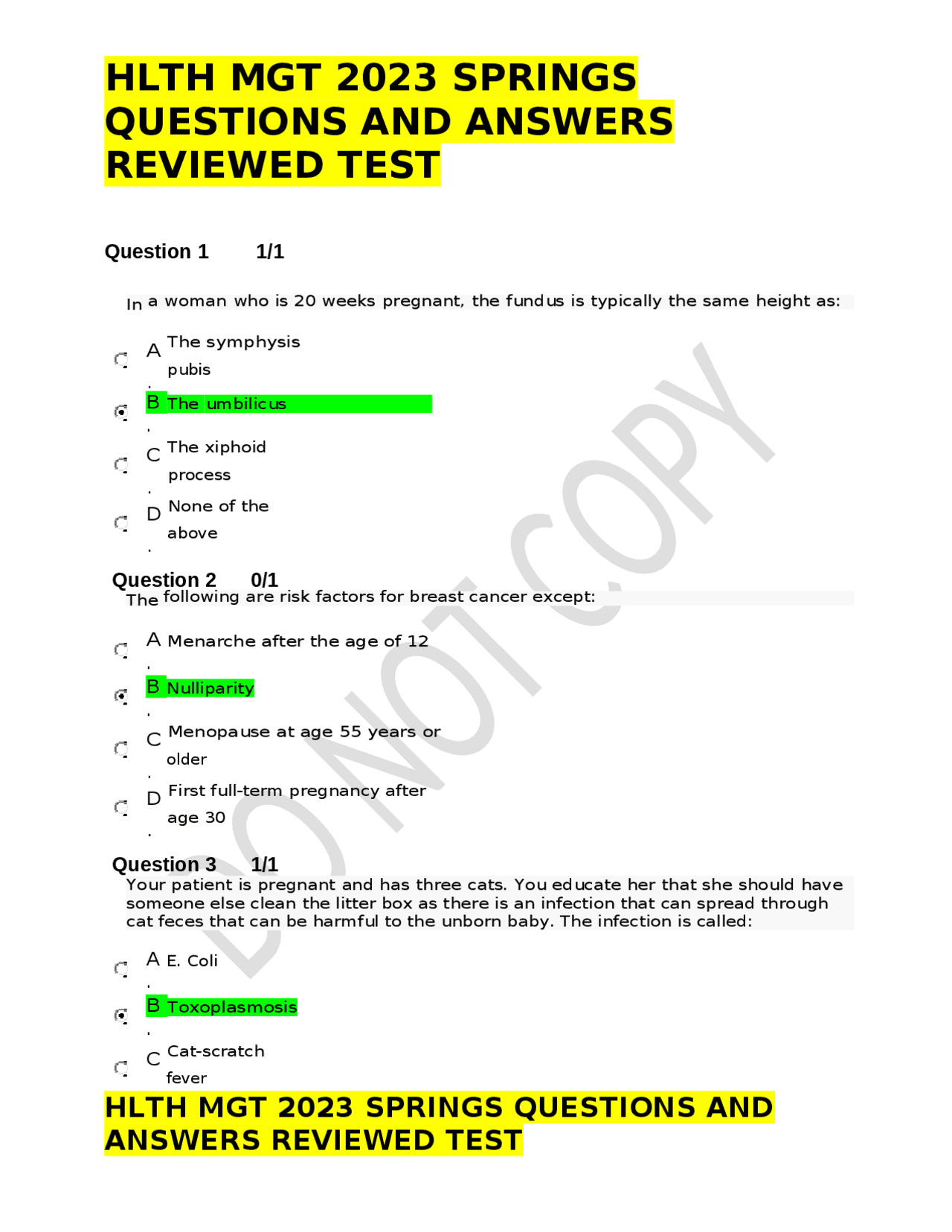 Hlth Mgt 2023 Springs Questions And Answers Reviewed Test Exams