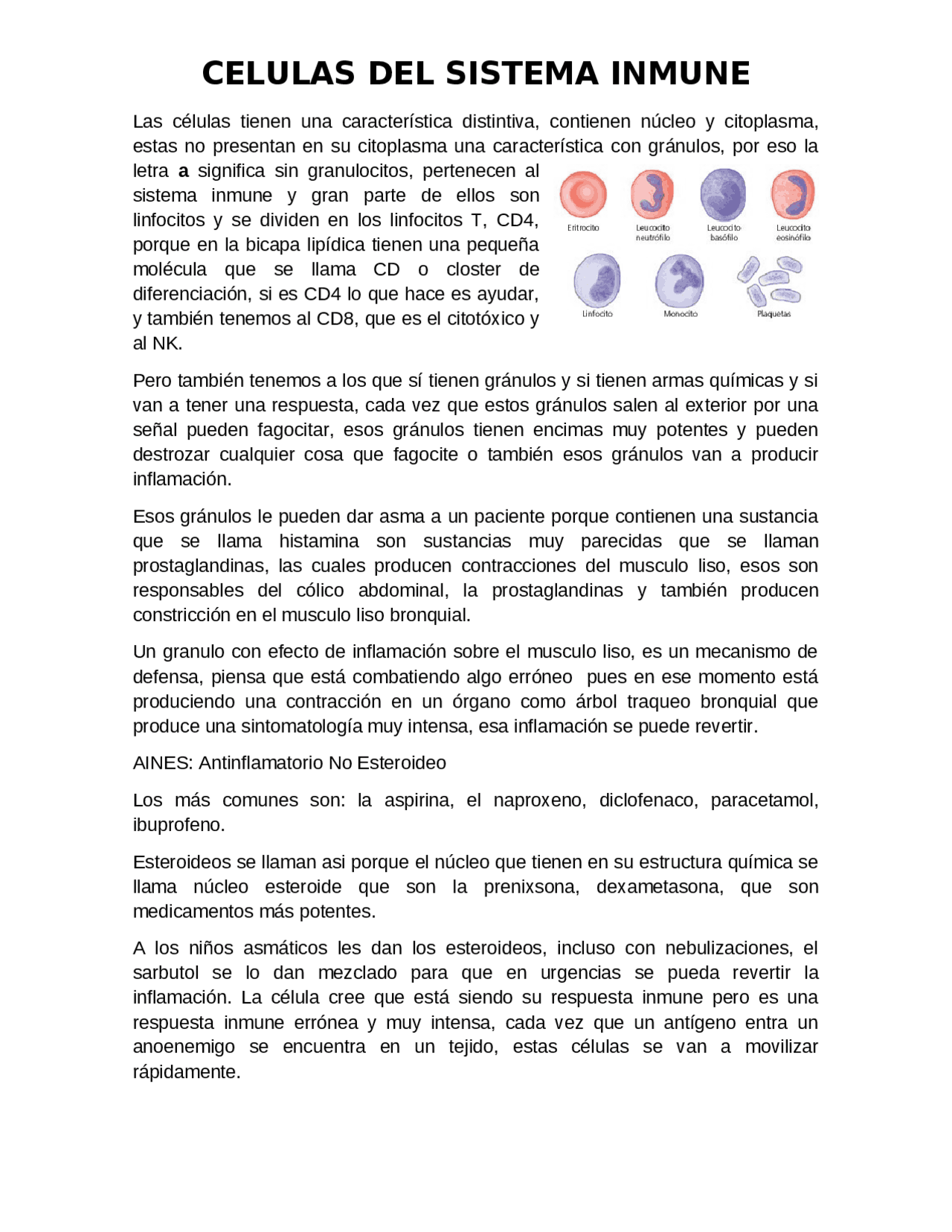Celulas Del Sistema Inmune Apuntes De Inmunología Docsity