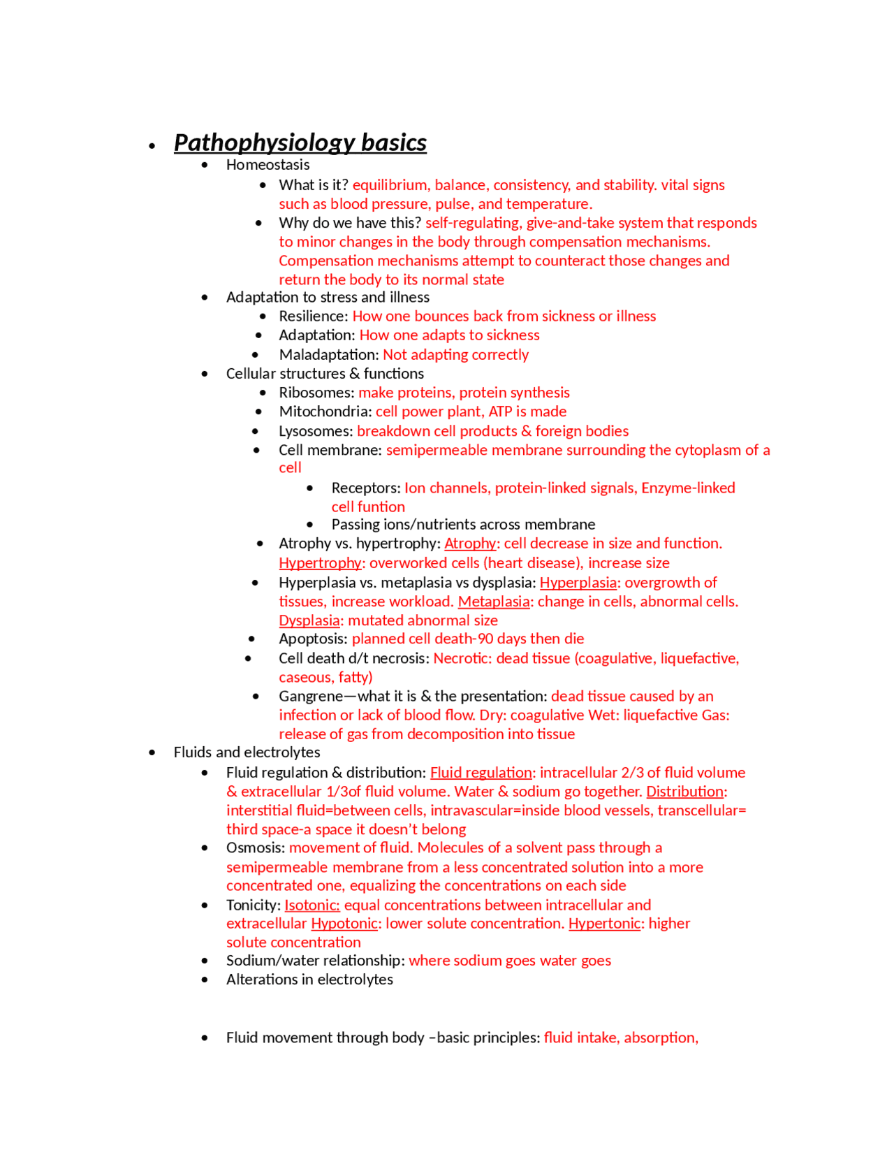 Pathophysiology basics | Study notes Nursing | Docsity