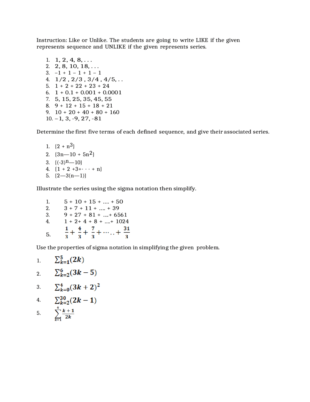 Exploring Sequences and Series: A Mathematical Challenge | Essays (high school) Mathematics ...