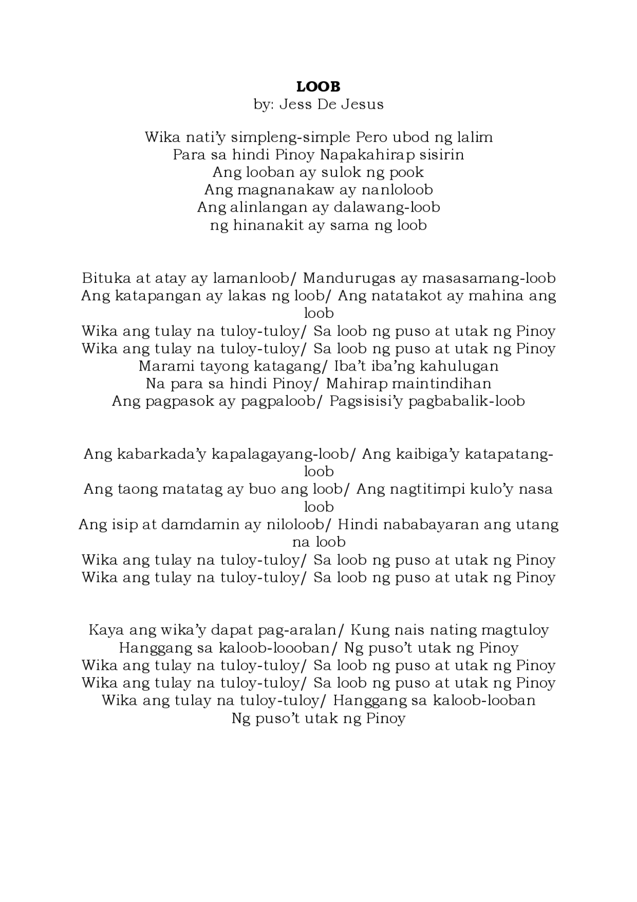 Copy of Loob for Analysis | Lecture notes English | Docsity