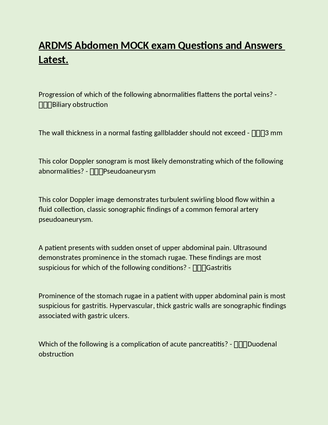 ARDMS Abdomen MOCK exam Questions and Answers Latest. | Exams Nursing ...