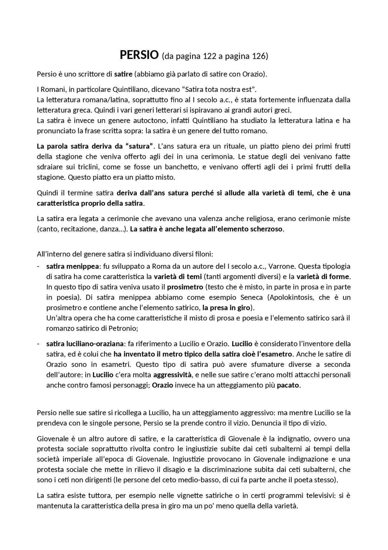 Persio - spiegazione | Appunti di Latino | Docsity