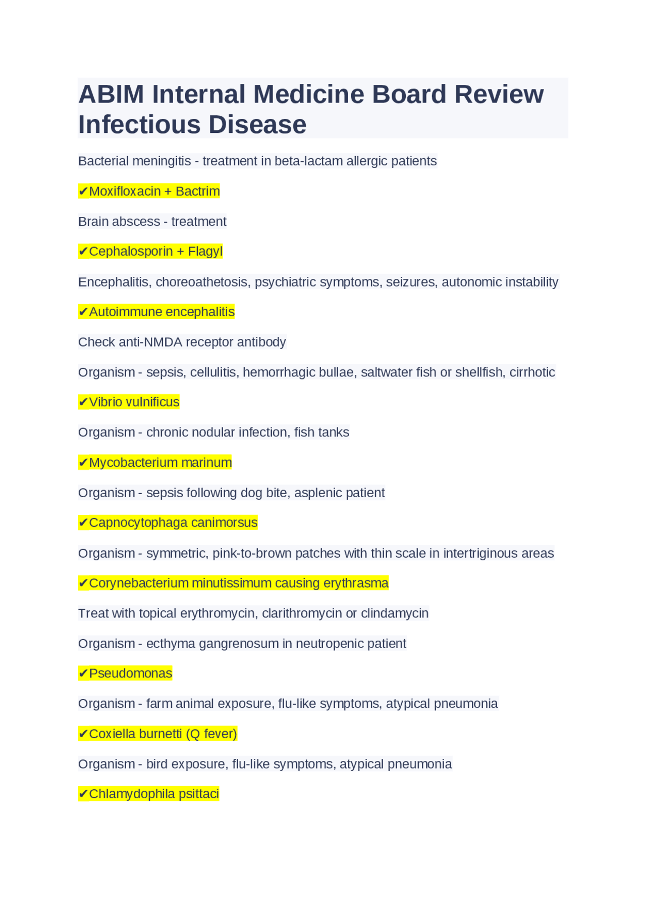 ABIM Internal Medicine Board Review Infectious Disease | Exams Medicine ...