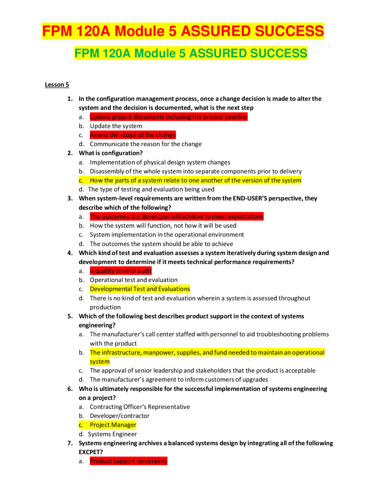 FPM 120A Module 5 ASSURED SUCCESS FPM 120A Module 5 ASSURED SUCCESS ...