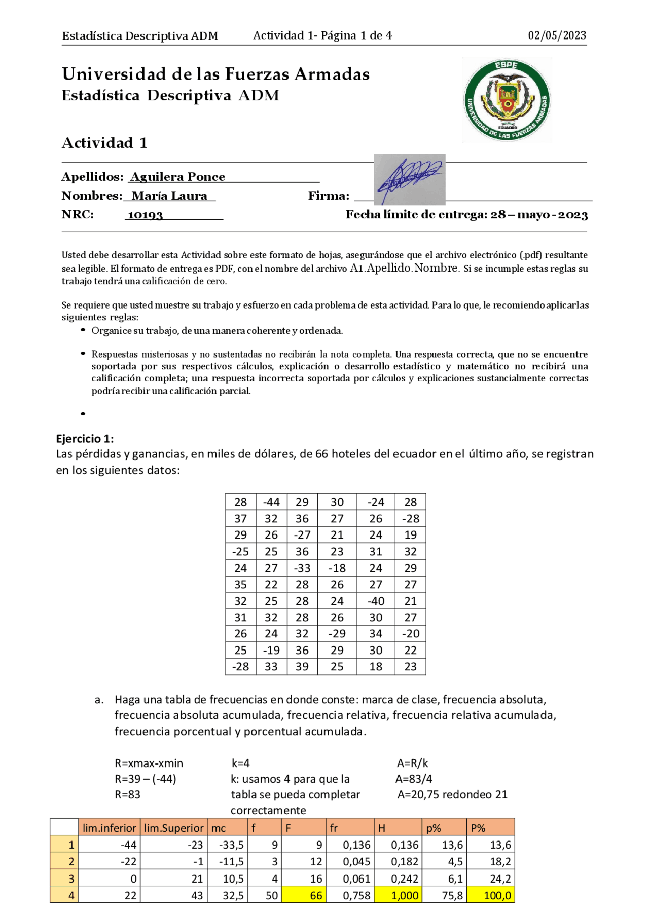 Ejercicios De Estadistica Descriptiva Ejercicios De Estadística