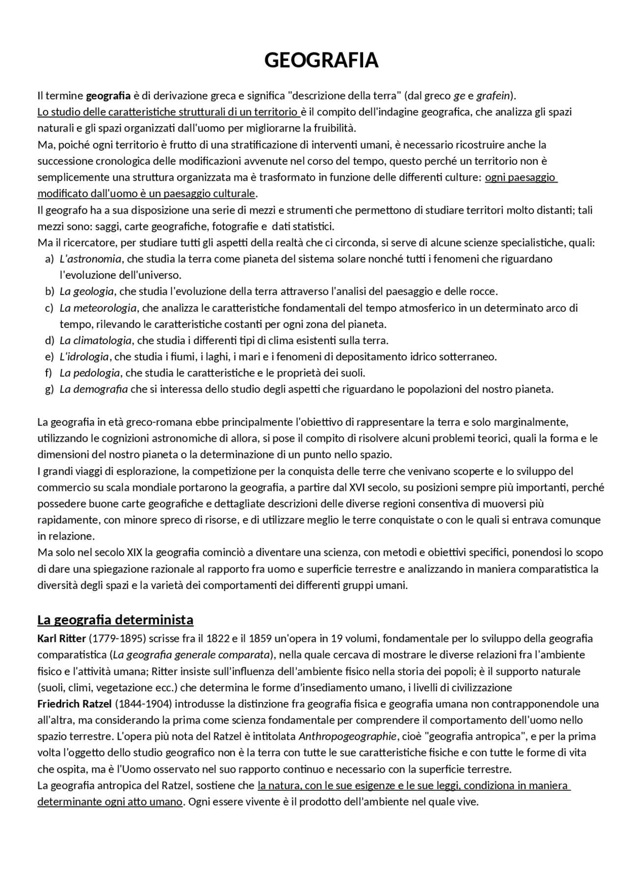 Geografia Programma d'esame | Schemi e mappe concettuali di Geografia | Docsity