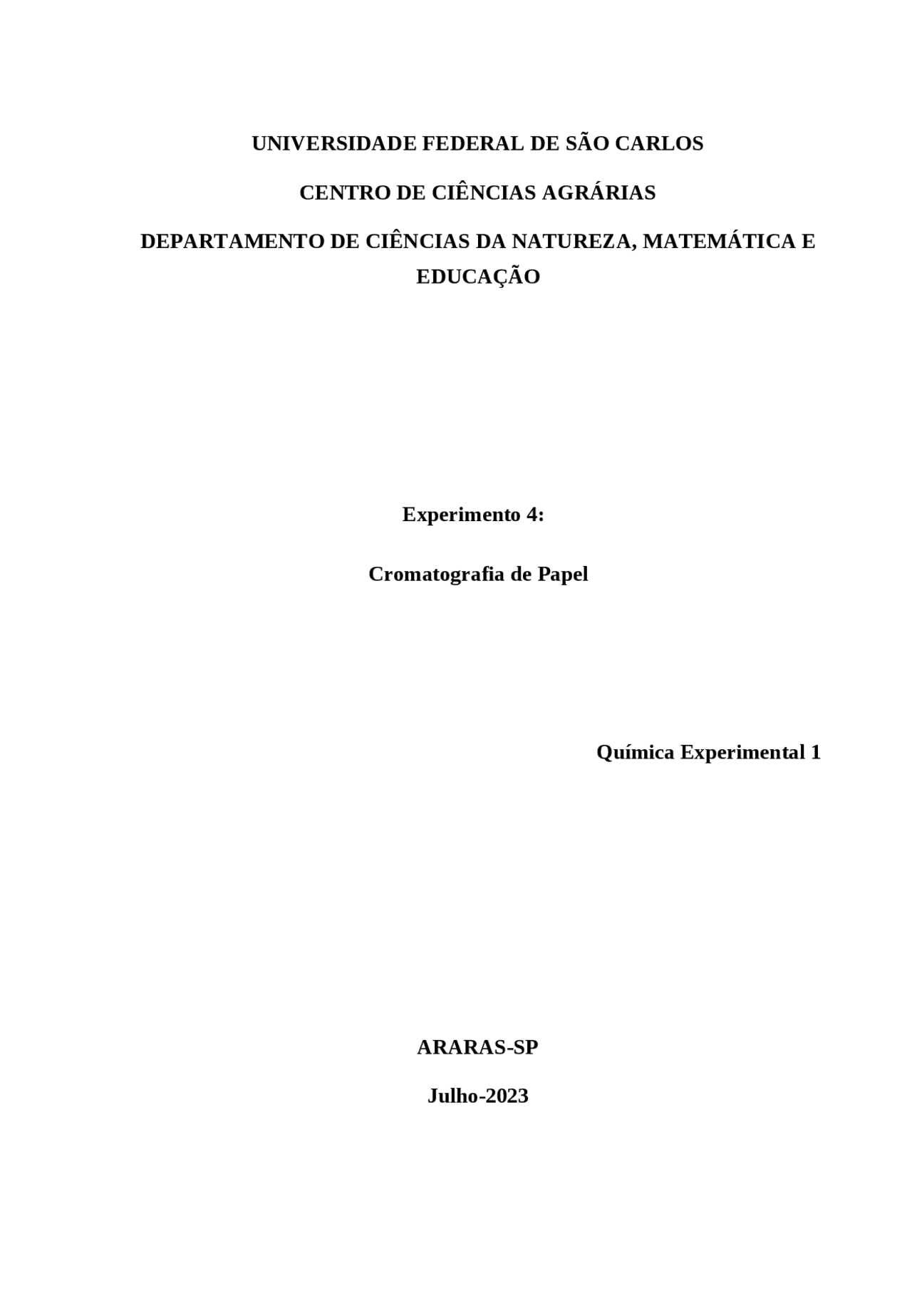 Cromatografia De Papel Trabalhos Química Experimental Docsity