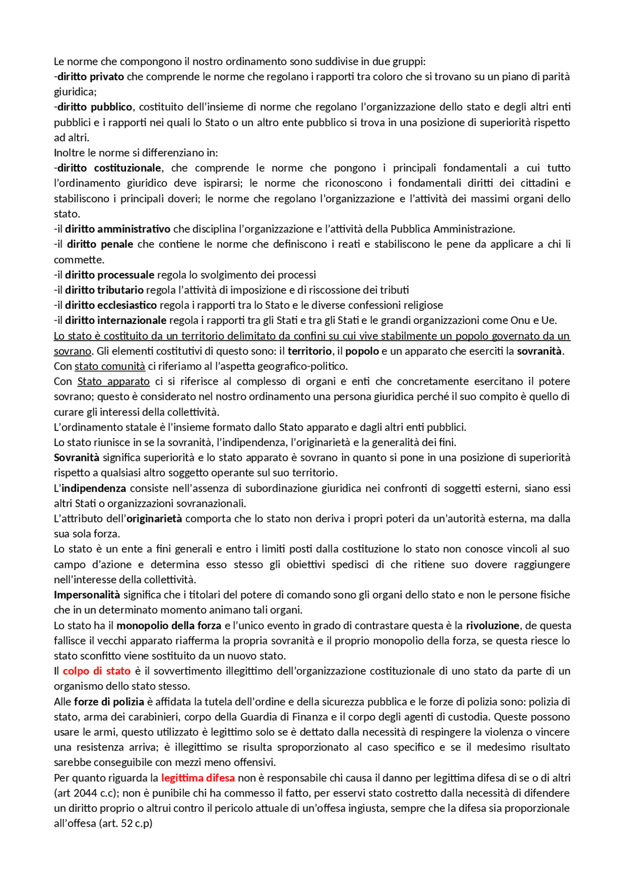 Stato, composizione e forme di stato | Appunti di Diritto | Docsity